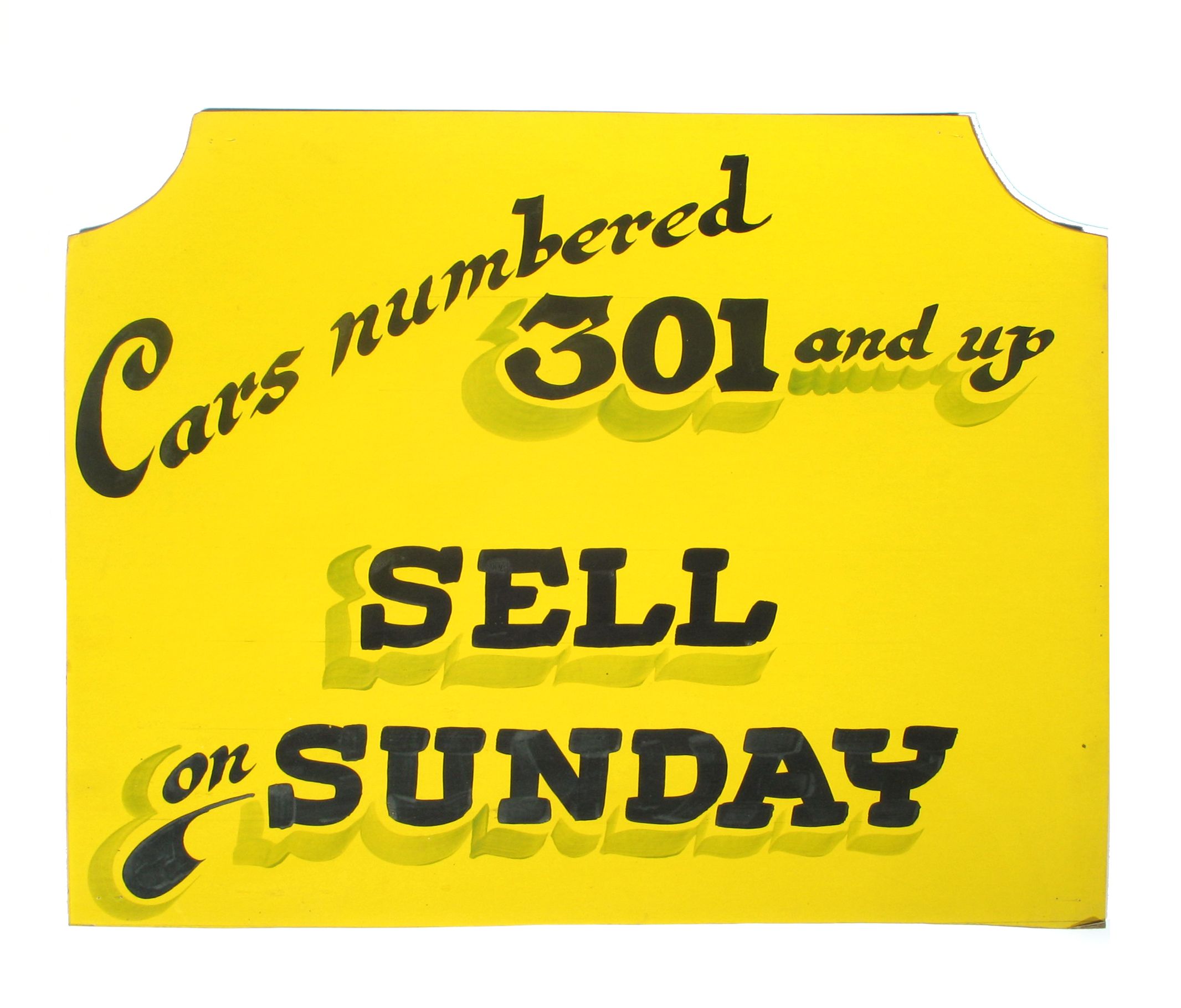 Bonhams Cars : A Car numbers 300... sign,