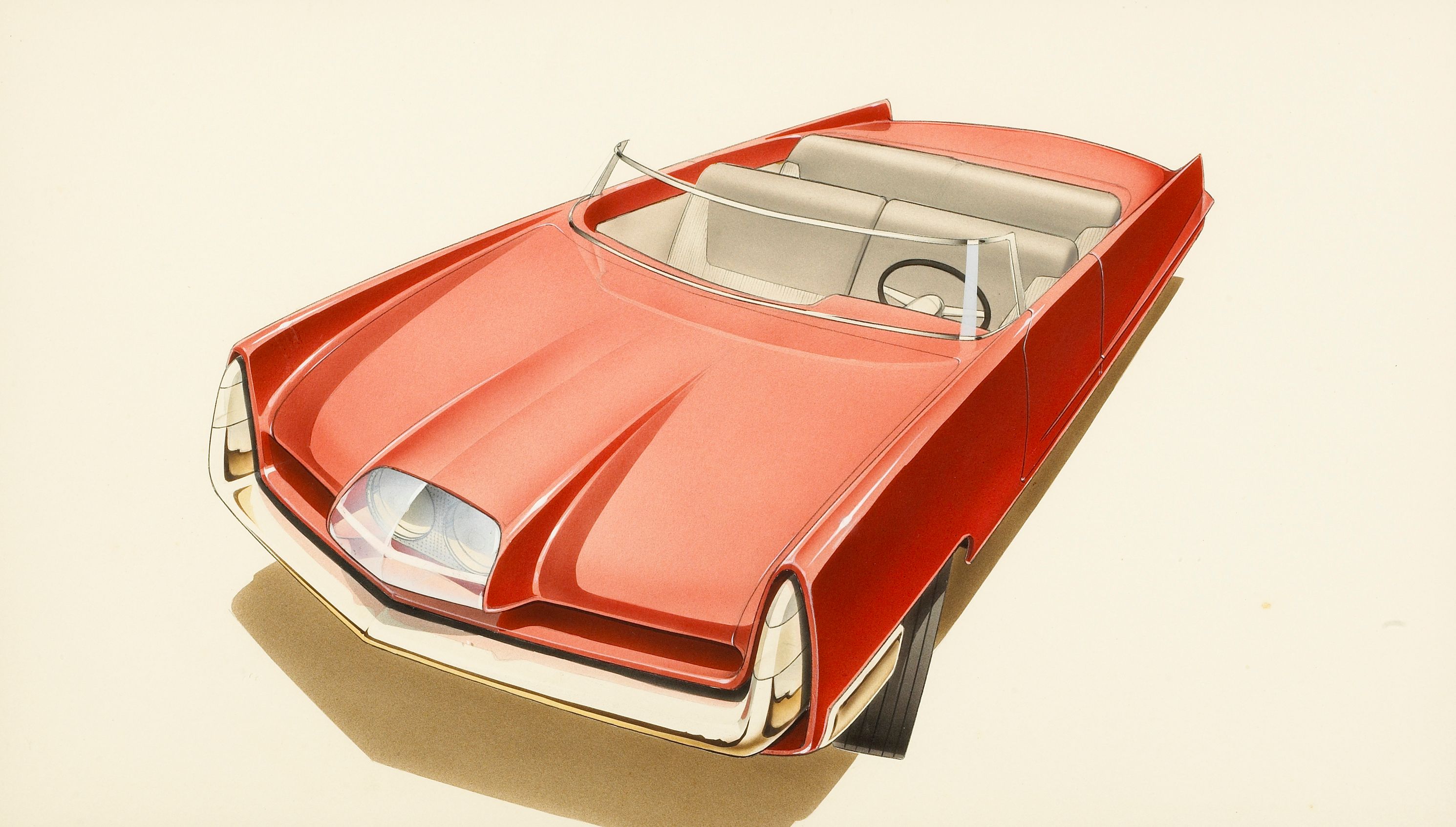 Bonhams Cars : A Mary Ann Scherr styling painting for Ford, 1950's,