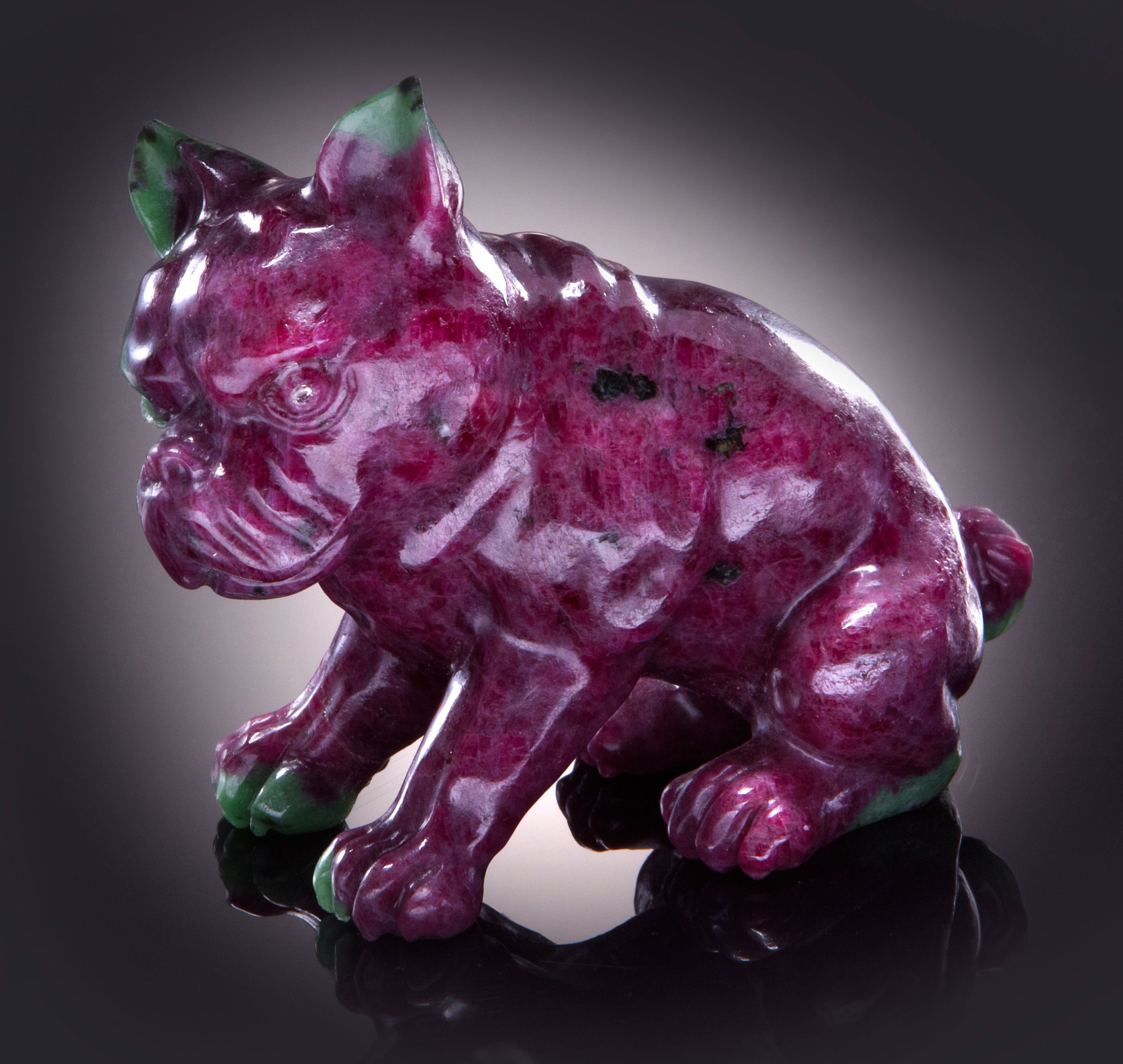 Bonhams : Ruby Carving of a Bulldog