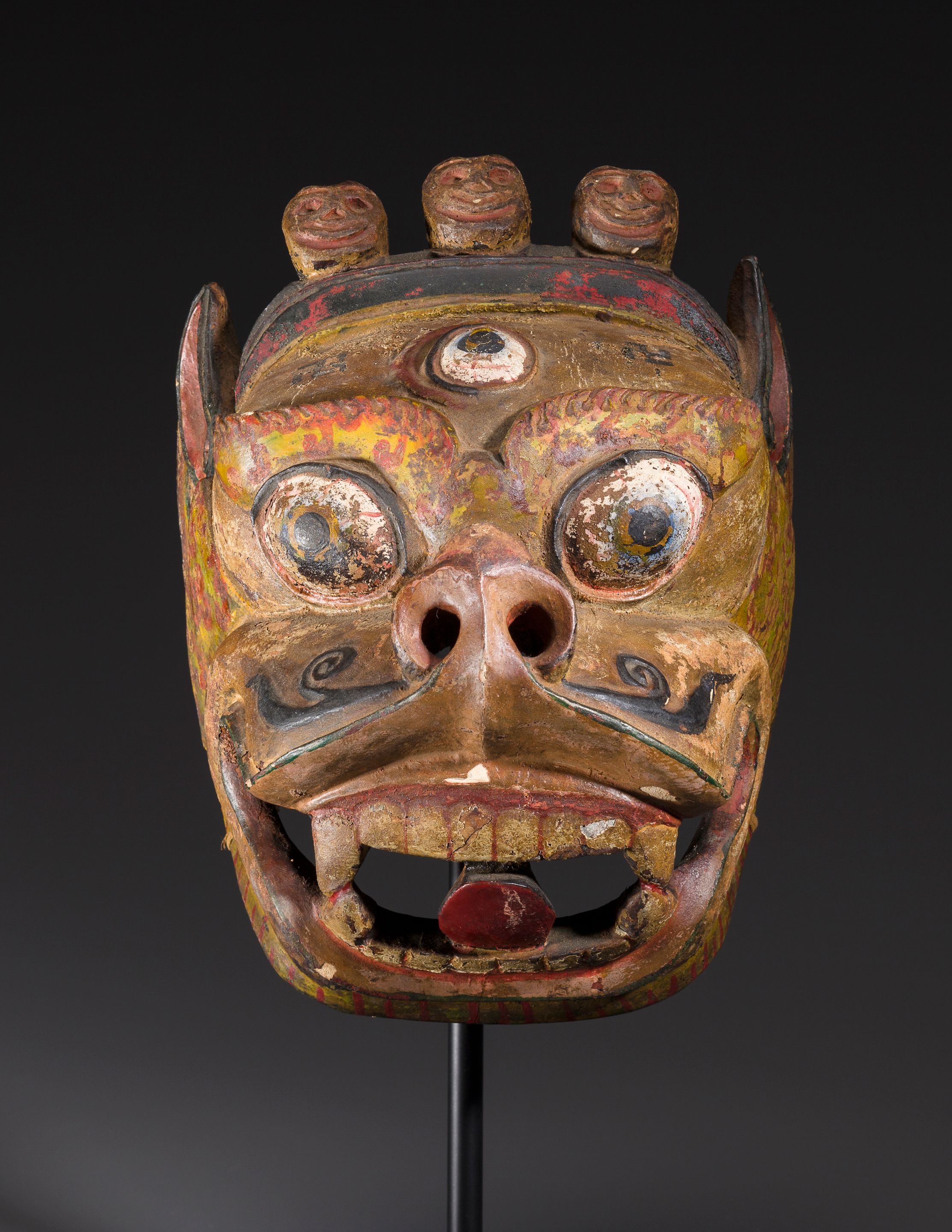 Bonhams : A polychromed wood ritual mask Tibet, before 1937
