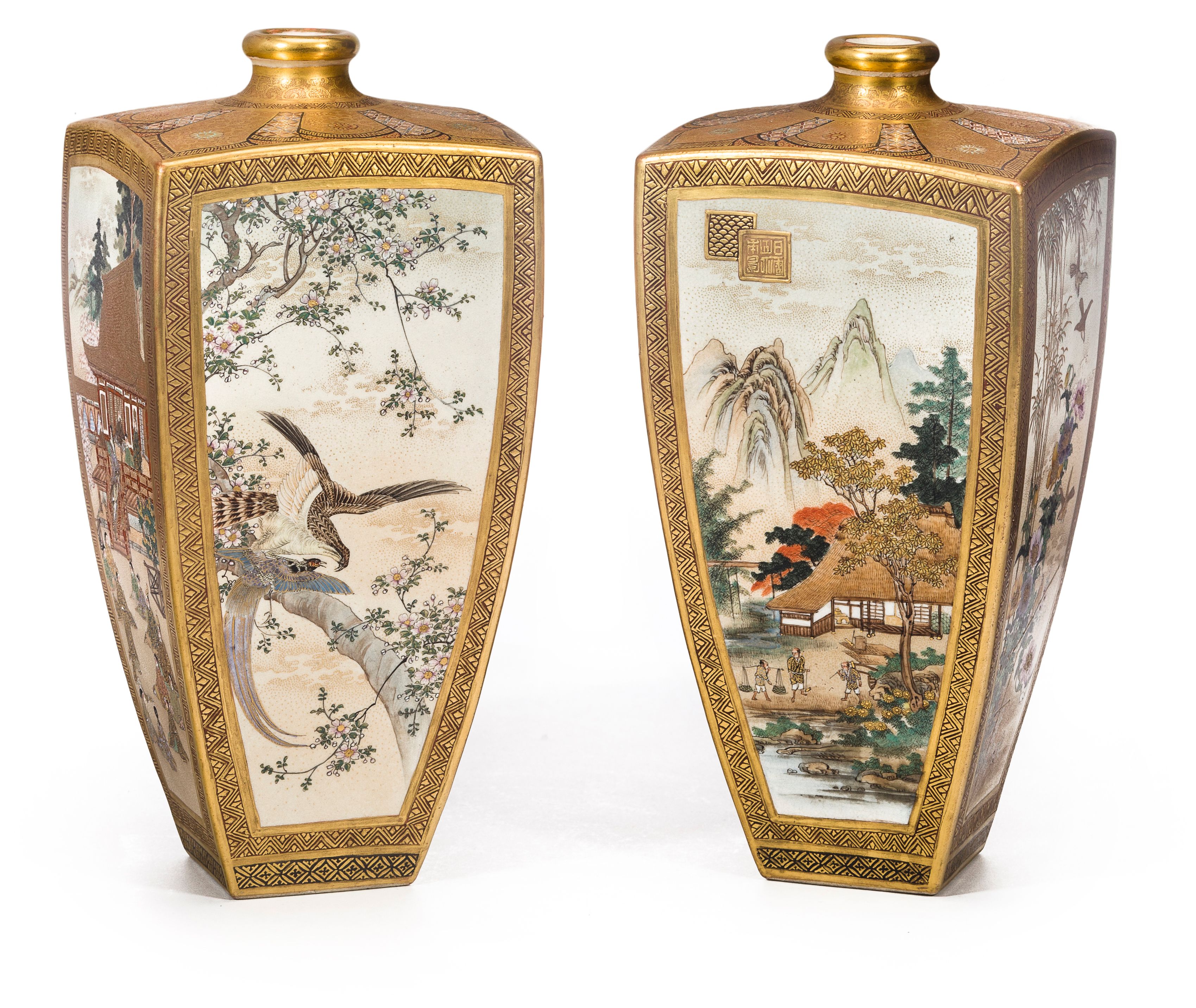 Bonhams : A pair of Satsuma vases By Unzan, Meiji period (late 19th ...