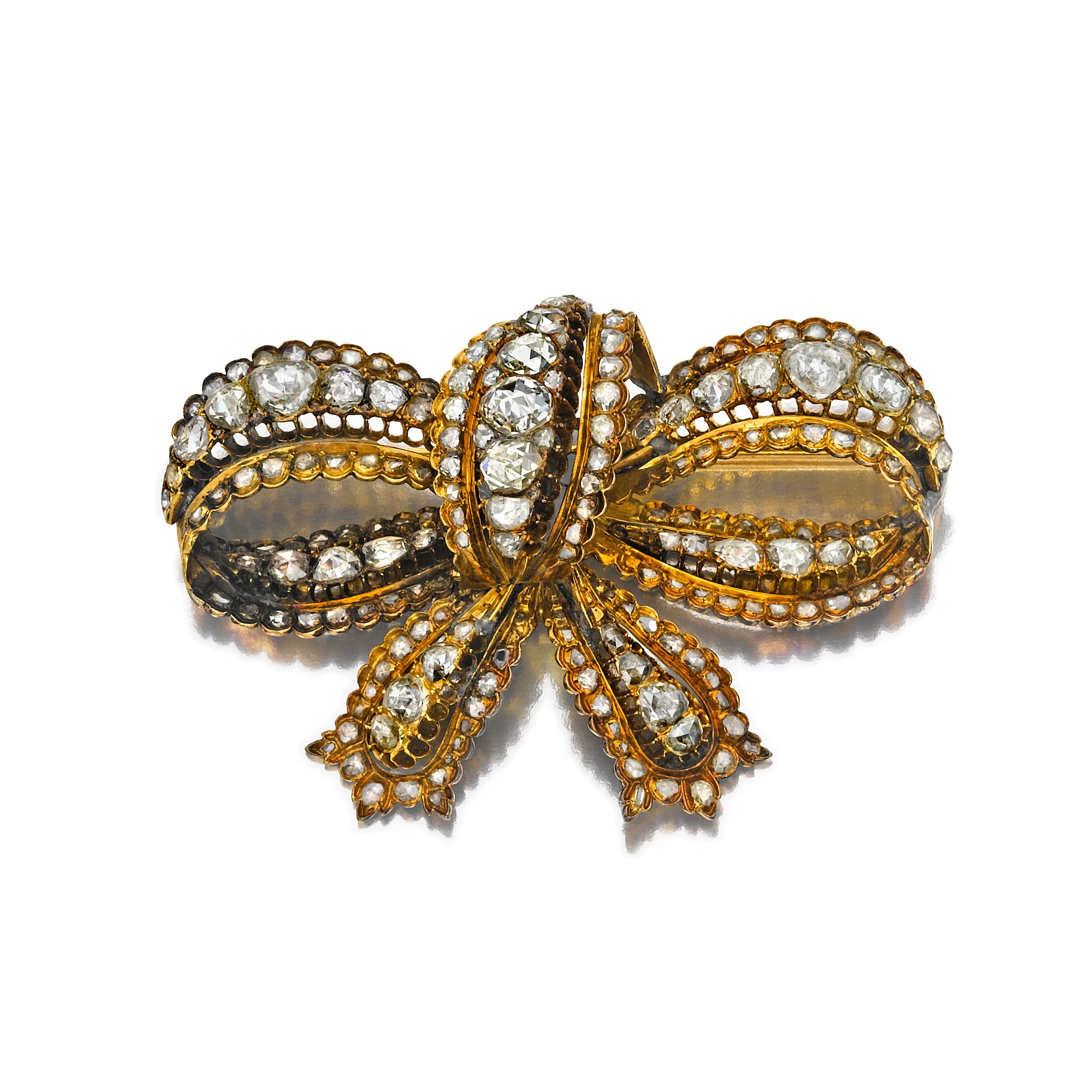 Bonhams : an antique diamond and gold brooch,