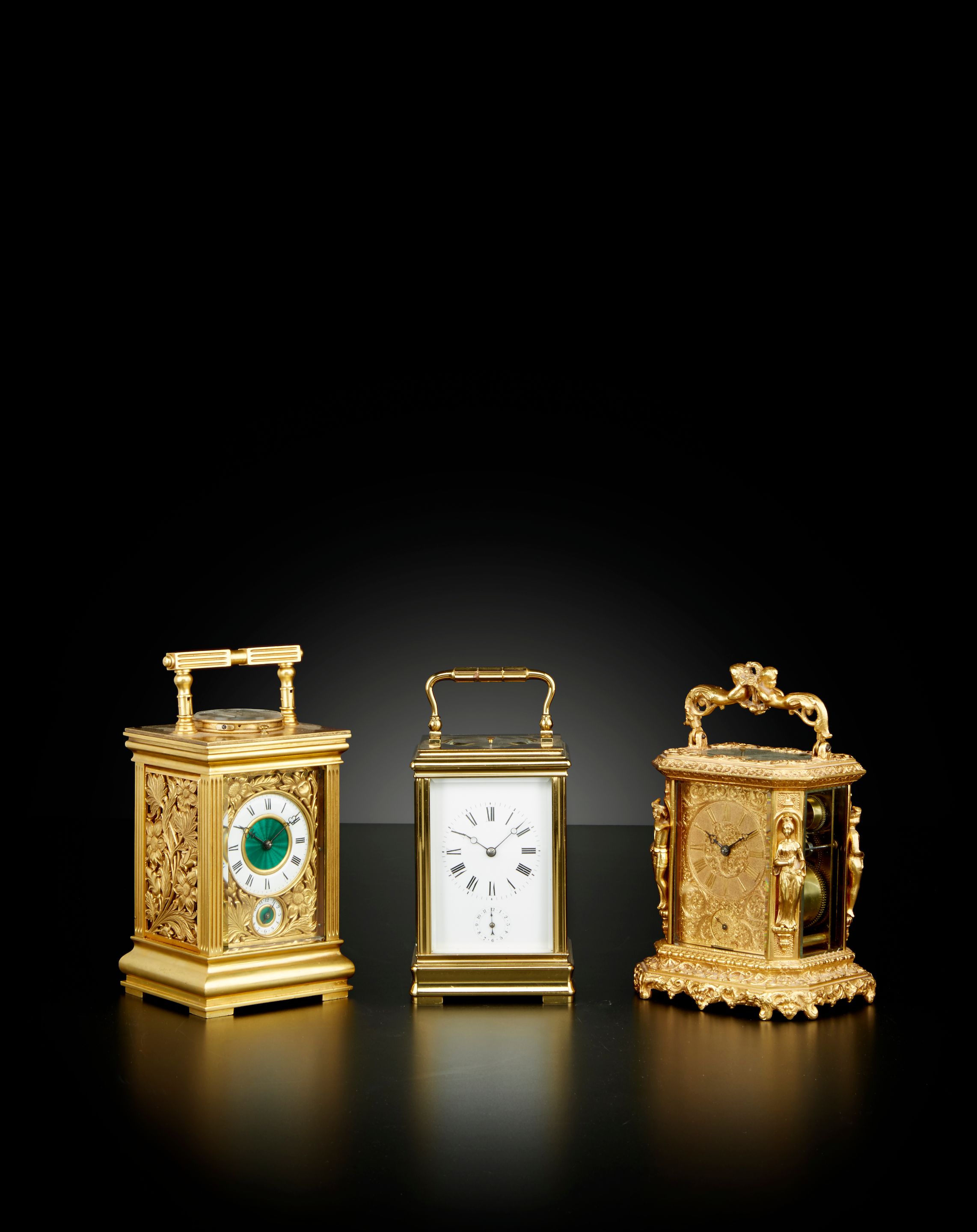Bonhams : A fine gilt grande sonnerie carriage clock with alarm ...