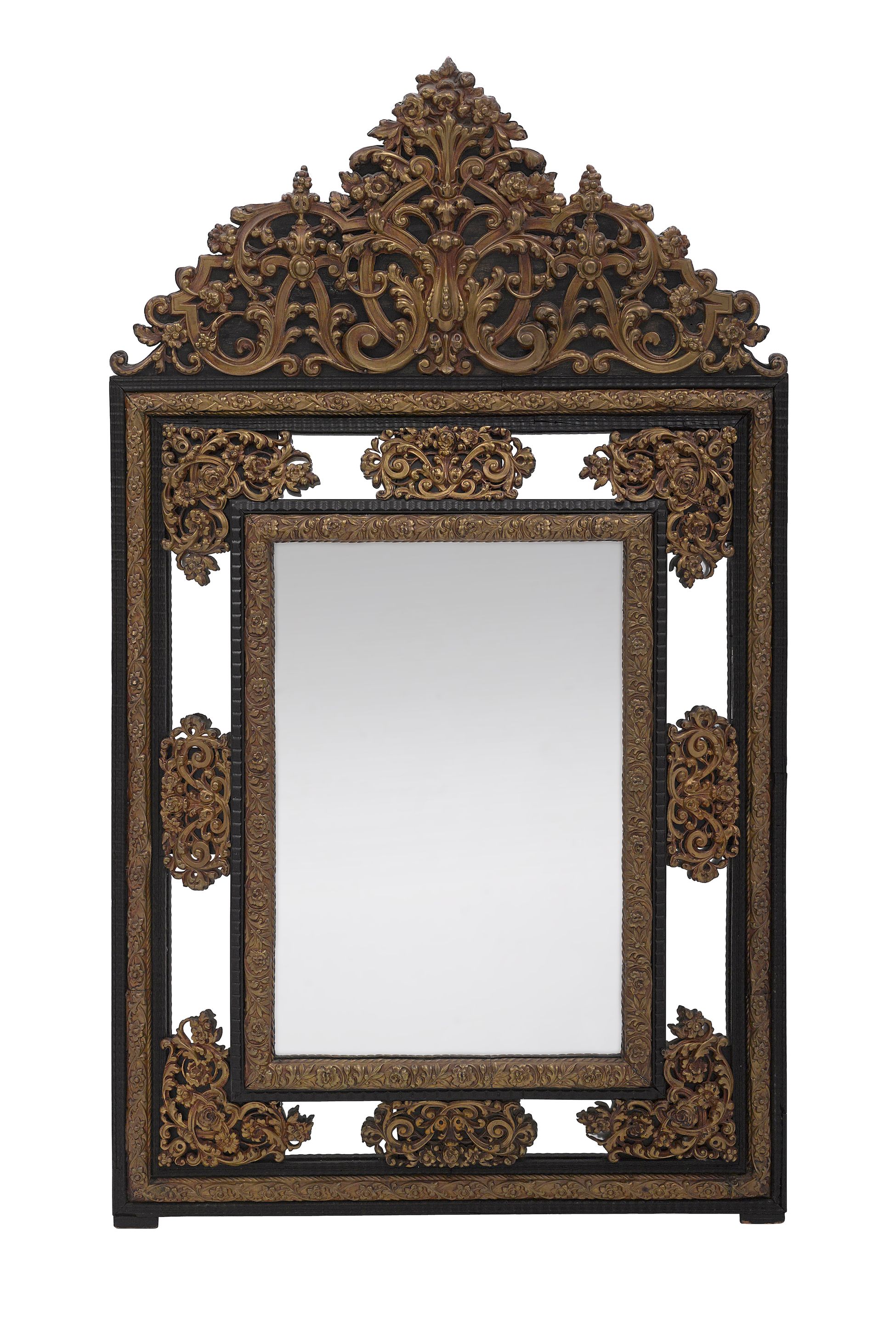 Bonhams : A Baroque style gilt metal and ebonized mirror 19th century