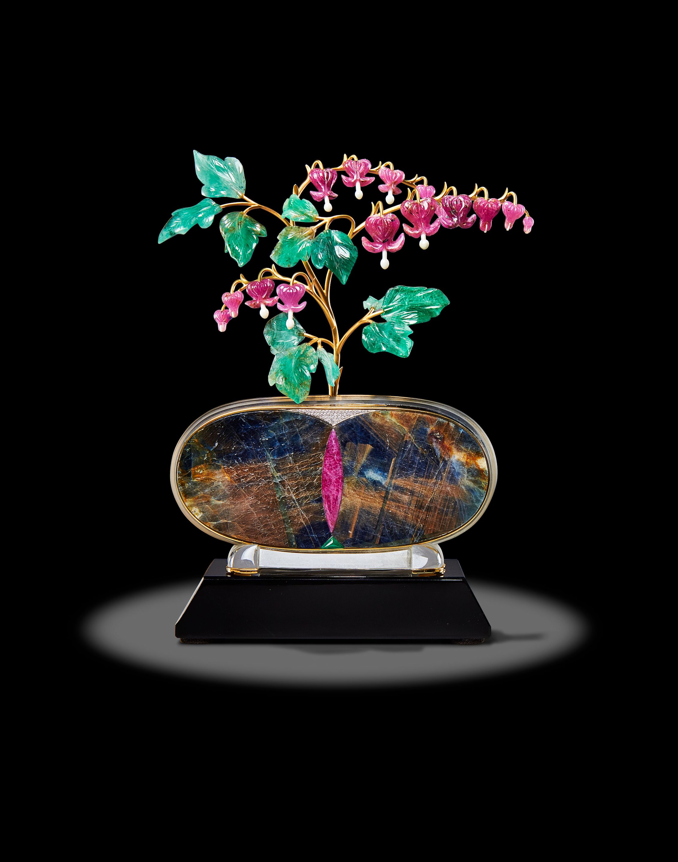 Bonhams : Illuminated Ruby, Emerald, Sapphire and Gold Flower Study by ...