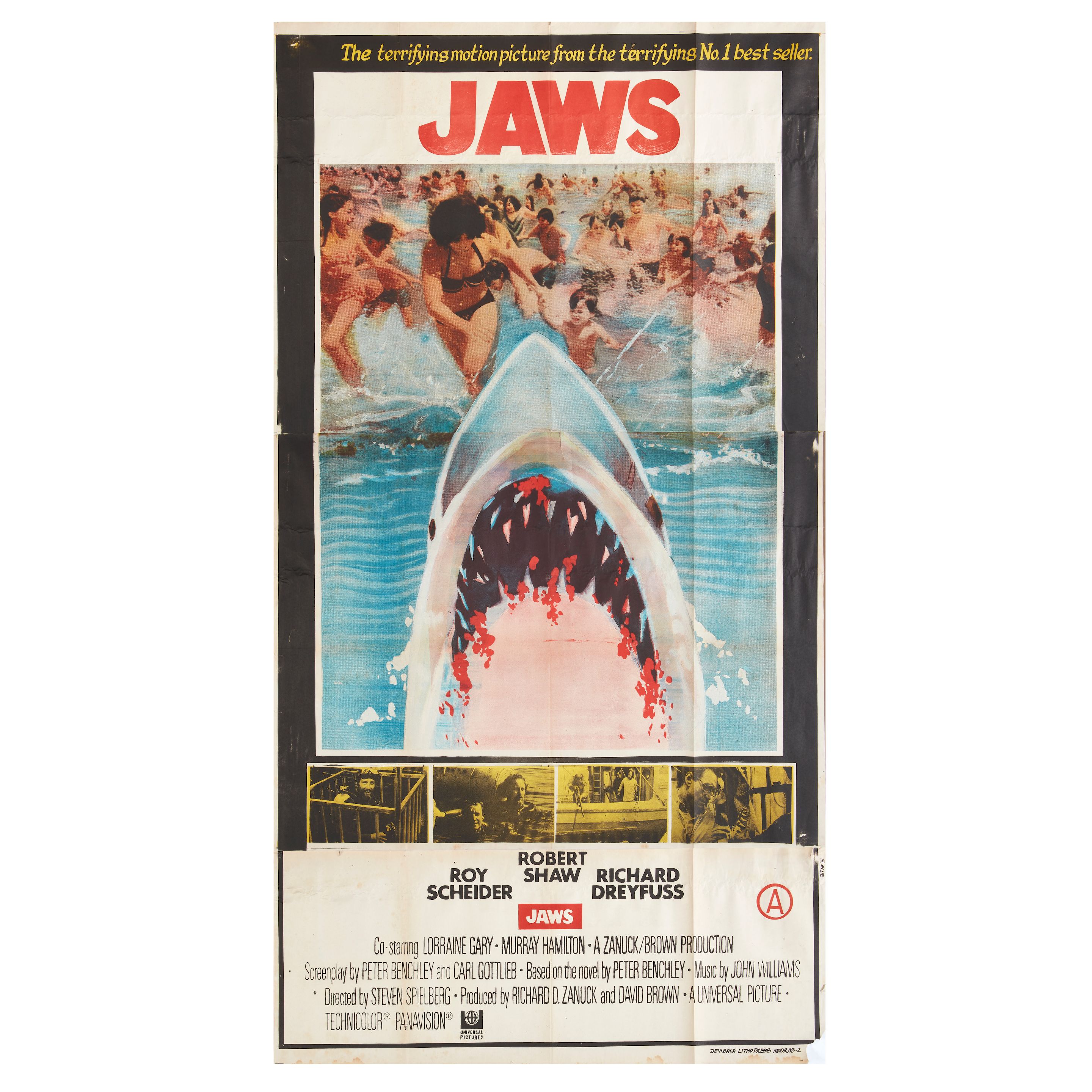 Bonhams : JAWS Vintage Indian Three-Sheet Poster.