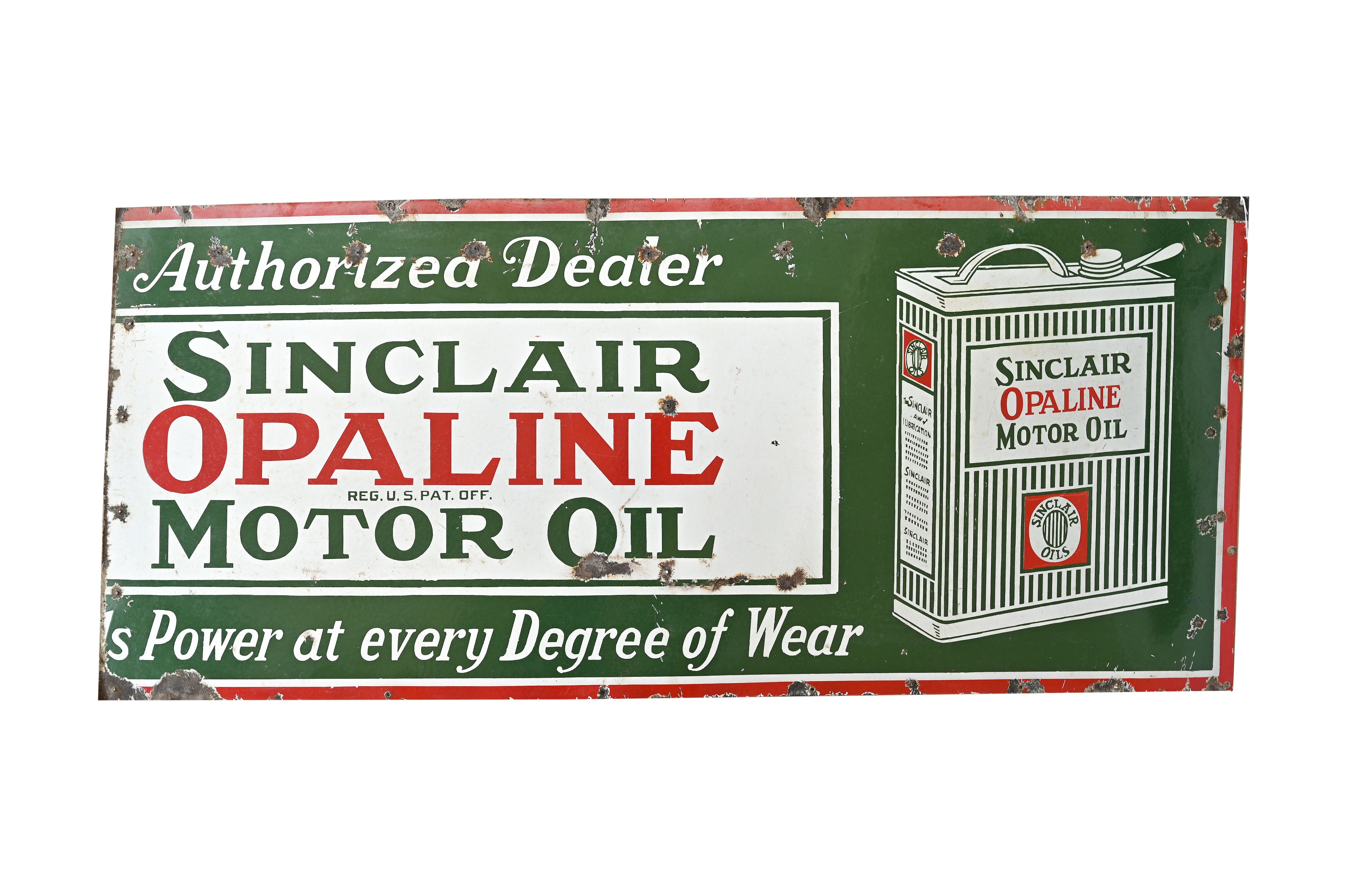 Bonhams Cars : A Sinclair Opaline Motor Oil enamel sign,