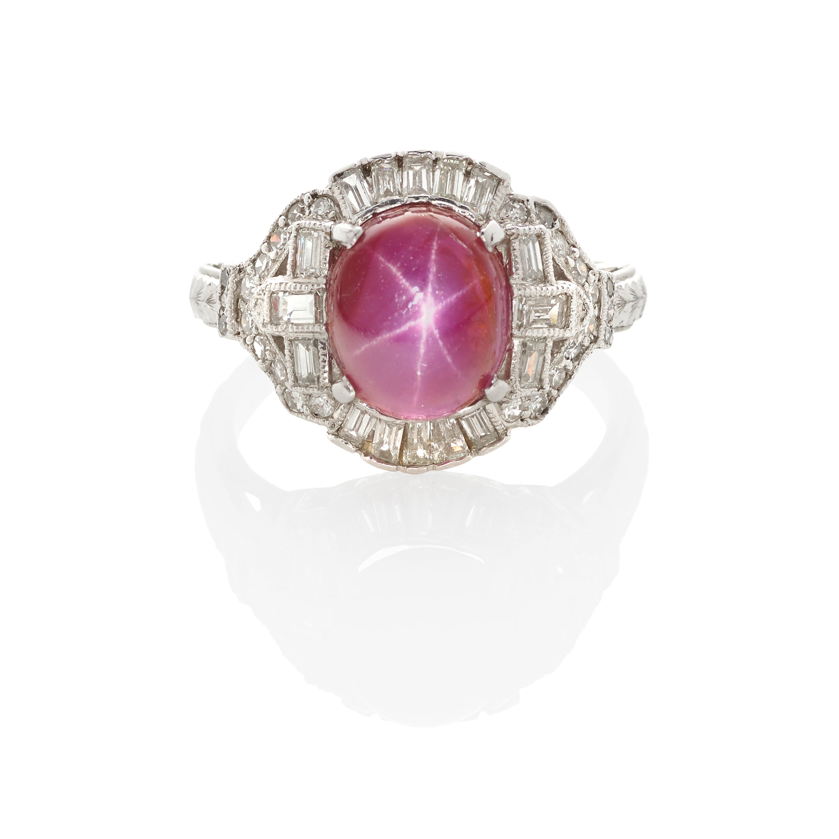 Bonhams : PLATINUM, STAR RUBY AND DIAMOND RING