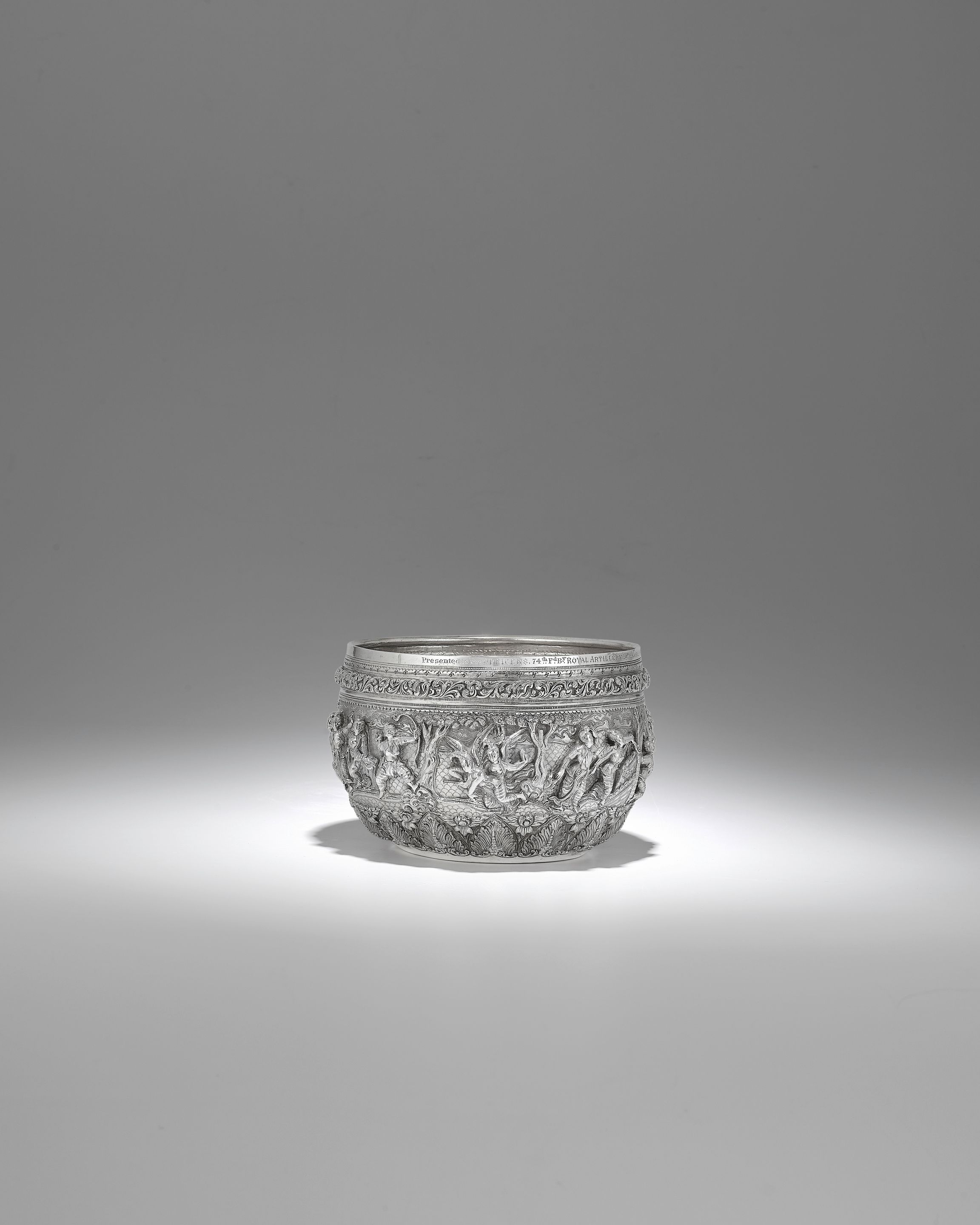 Bonhams : A SILVER BOWL WITH SCENES FROM THE JATAKA TALES BY MSY BROS (MG SHWE YON BROS ...