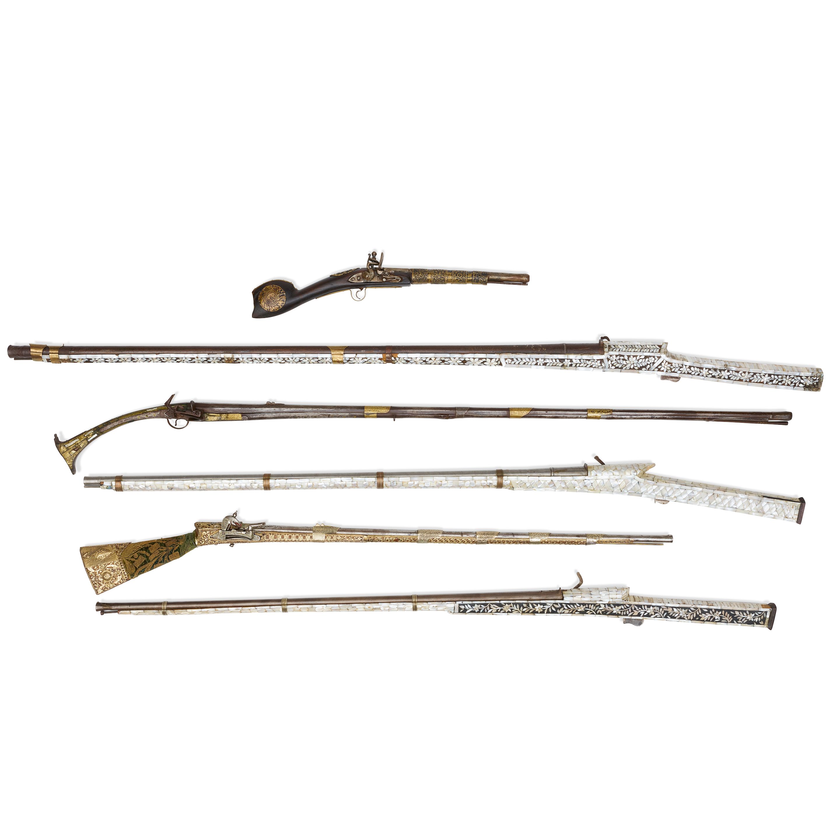 Bonhams : A GROUP OF SIX INDIAN AND MIDDLE EASTERN RIFLES19th century