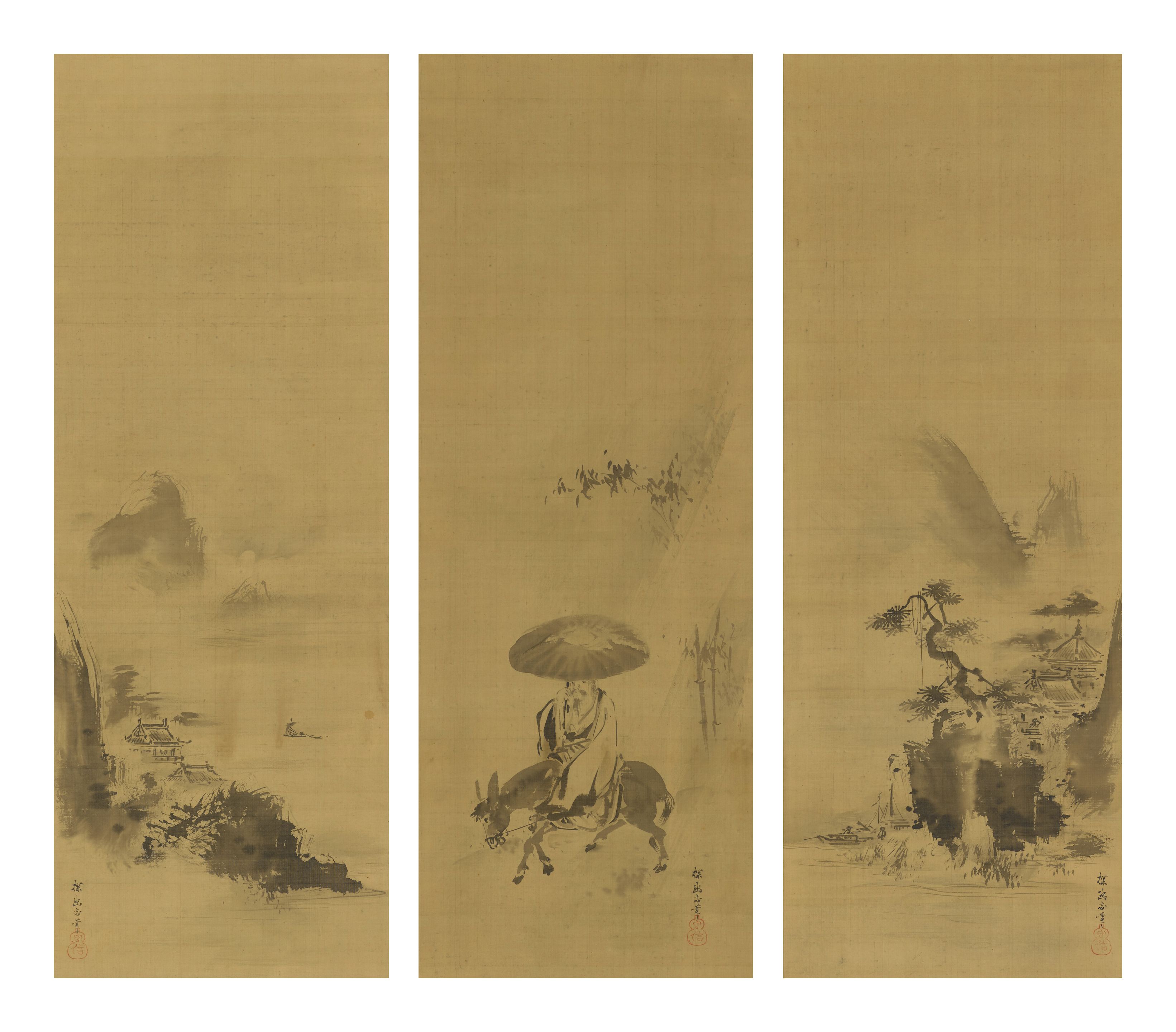 Bonhams : KANO TAN'YŪ (1602-1674) Su Shi (So Tōba) on His Mule Edo ...