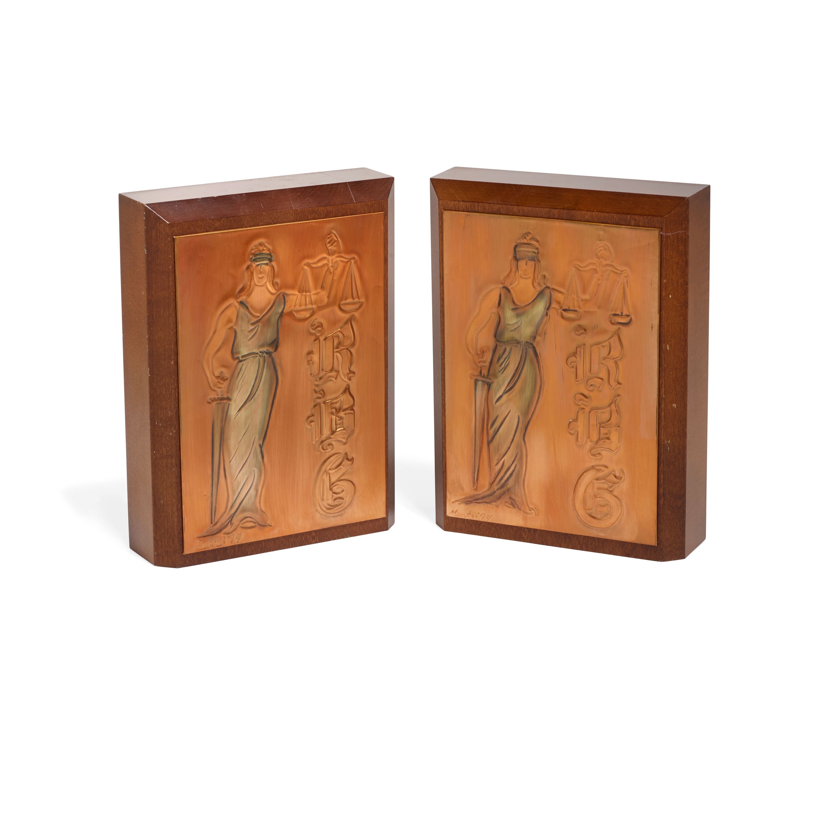 Bonhams : A PAIR OF RUTH BADER GINSBURG JUDICIAL BOOKENDS. Copper and ...