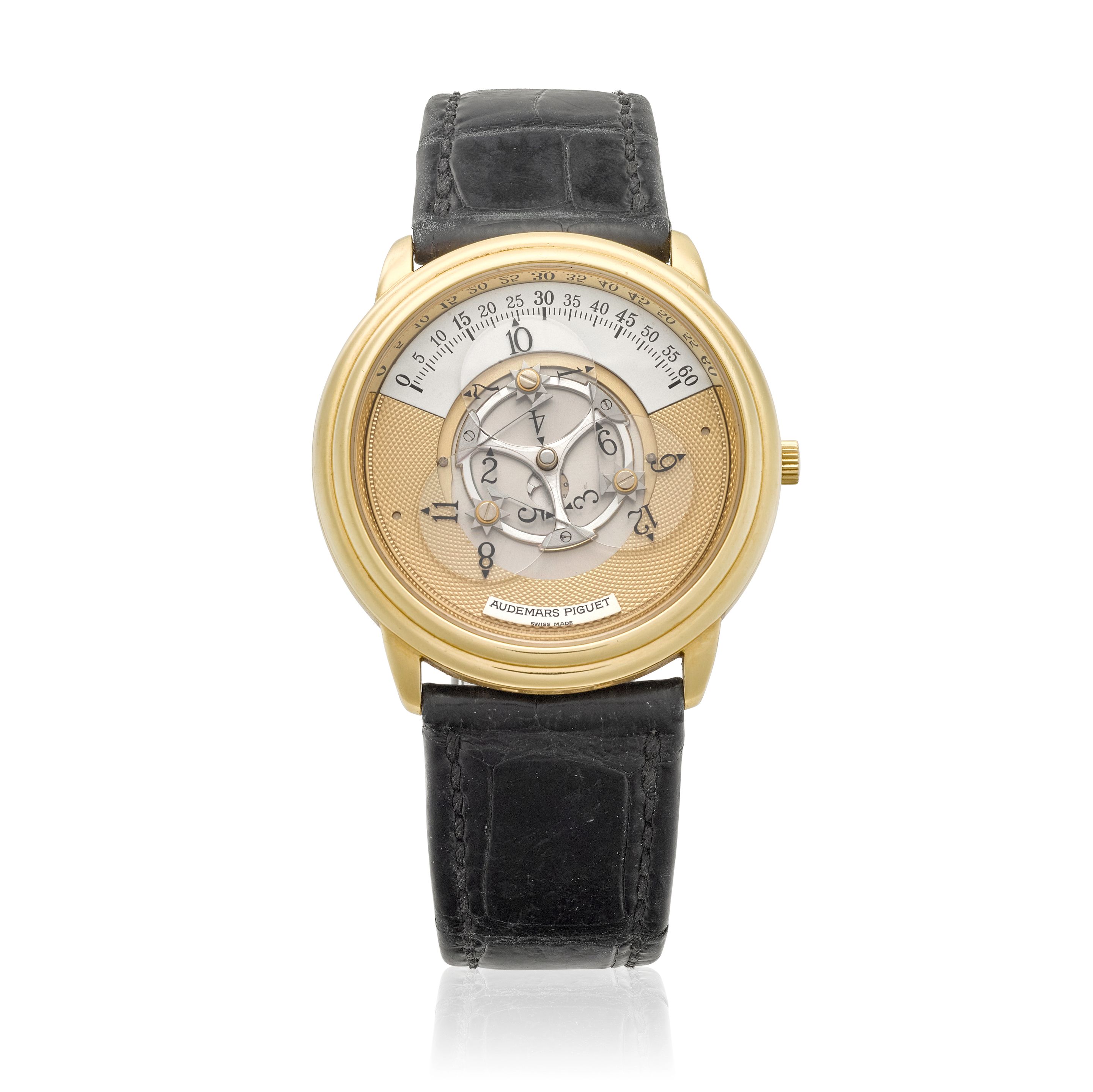 Bonhams : AUDEMARS PIGUET. A RARE AUTOMATIC WANDERING HOUR WRISTWATCH ...