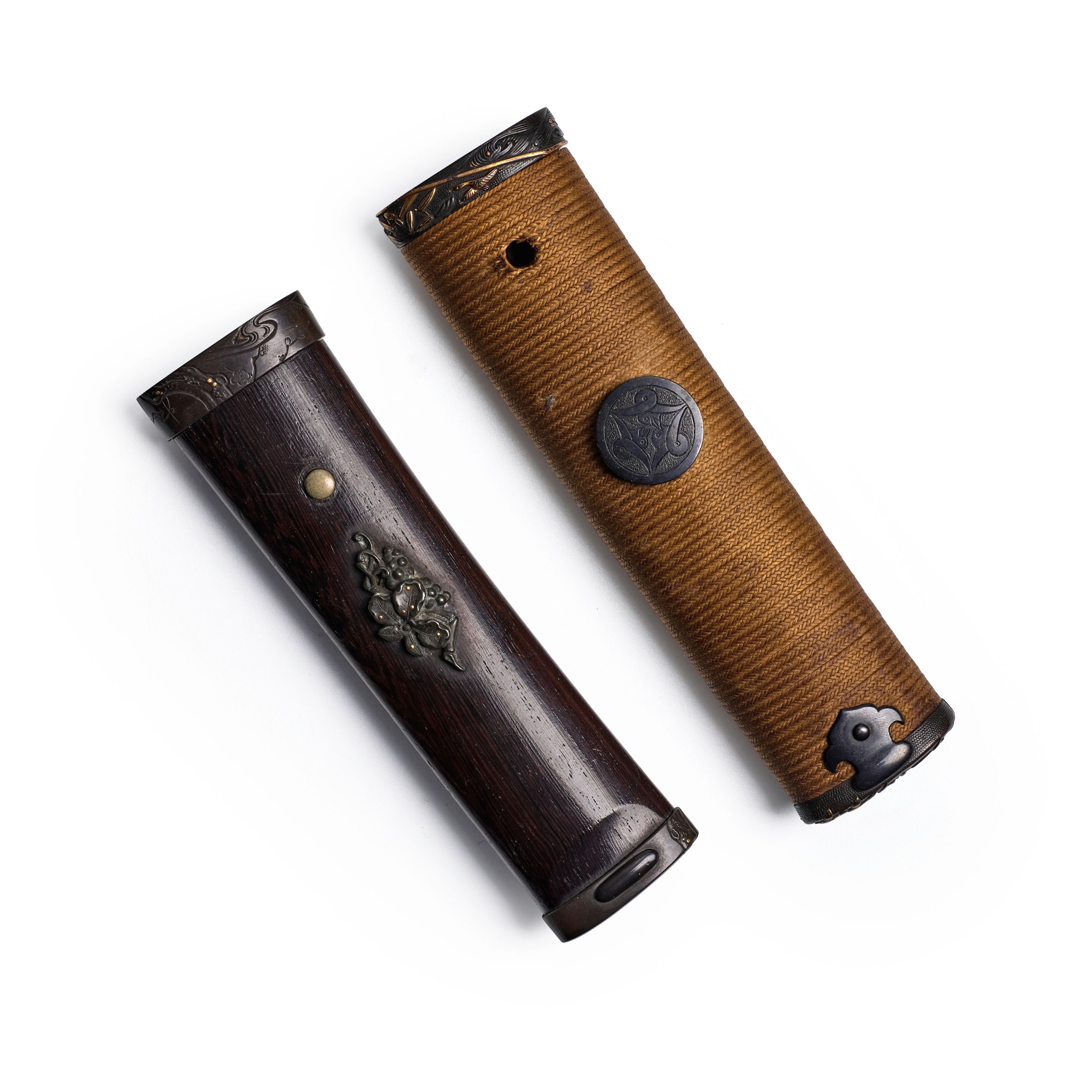 Bonhams : TWO TSUKA WITH FUCHI-GASHIRA AND MENUKI Edo period (1615-1868 ...