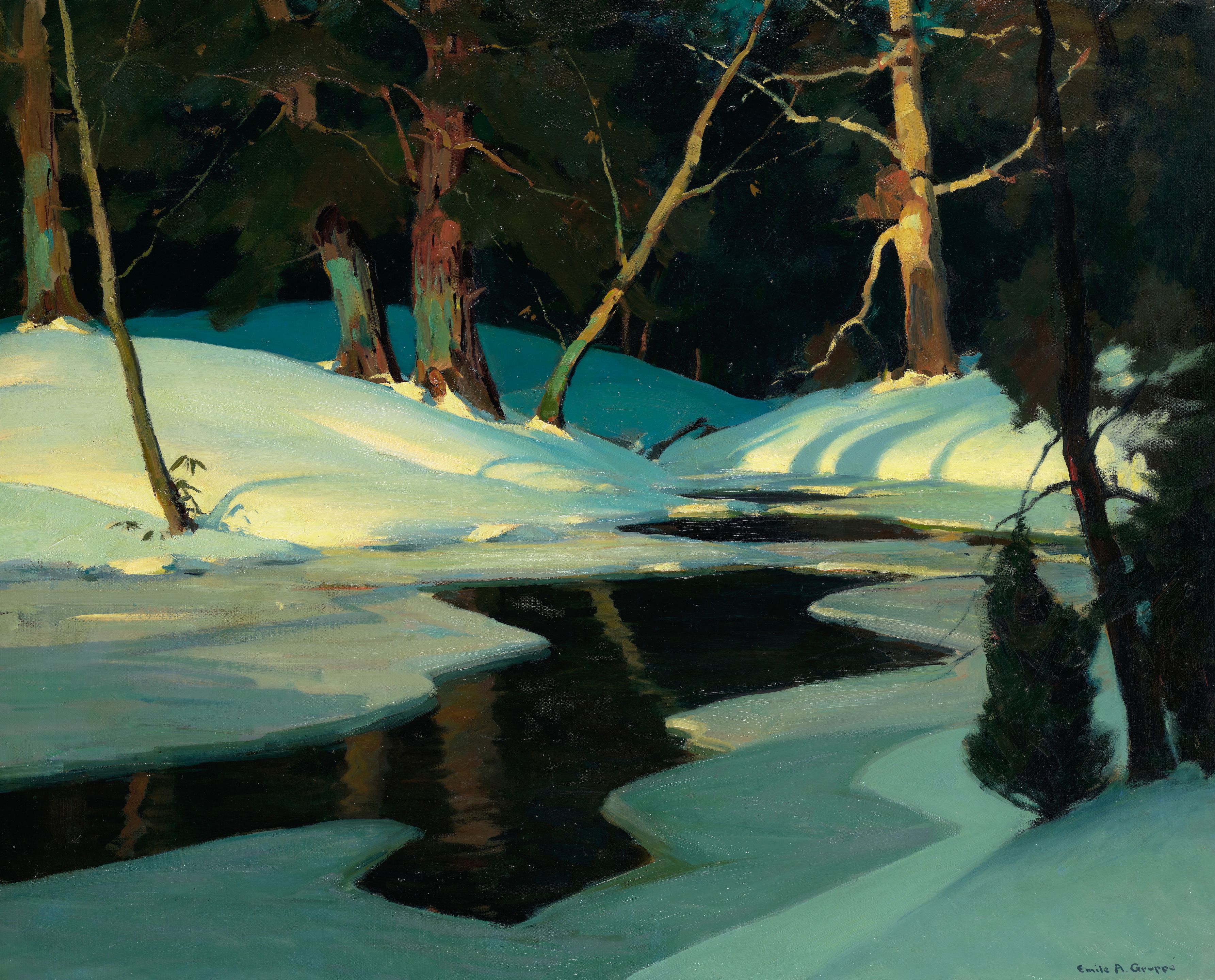 Bonhams : Emile Gruppé (1896-1978) Sunlit Forest Interior 40 1/8 x 50 ...
