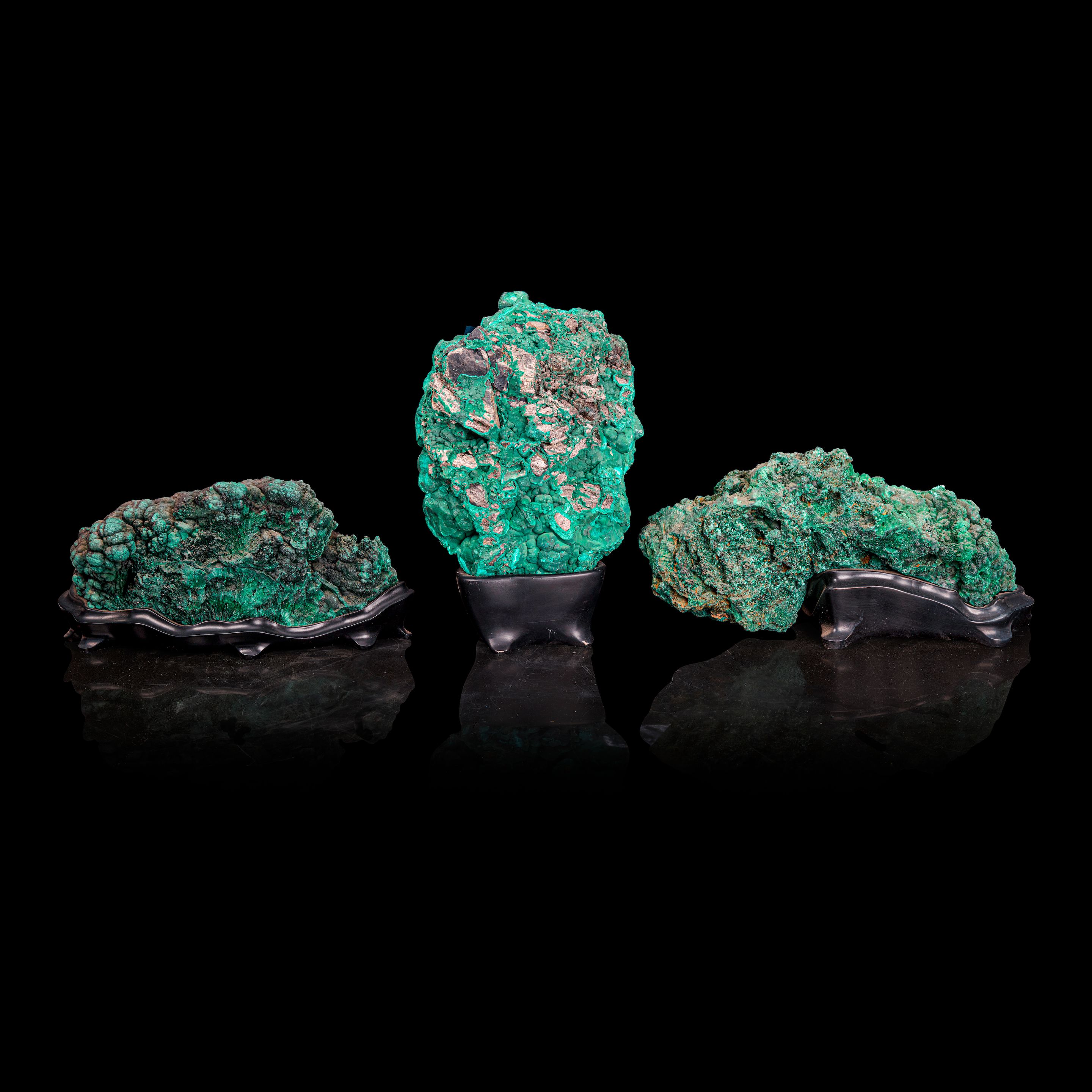 Bonhams : Three Botryoidal Malachite Specimens