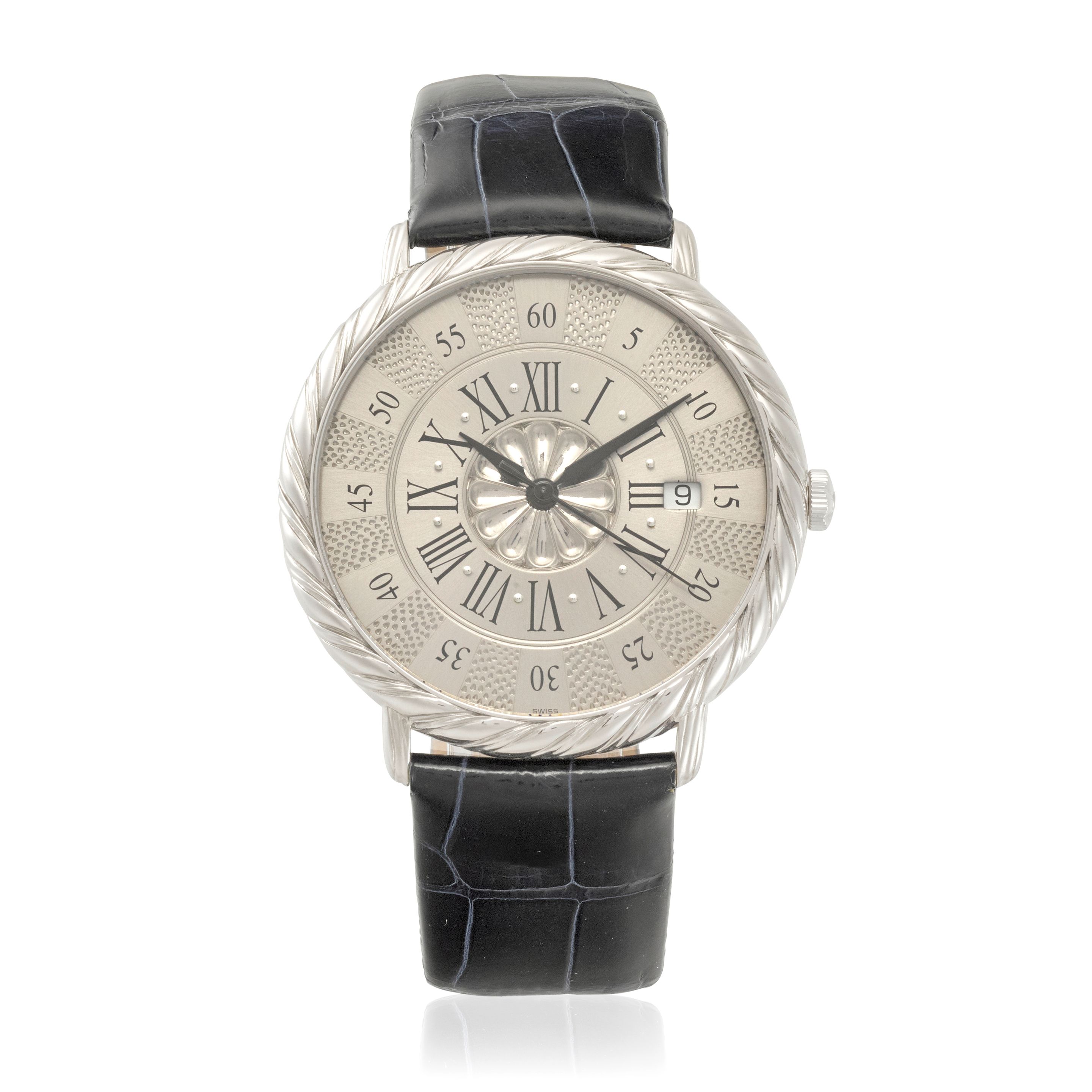 Bonhams : BUCCELLATI. AN 18K WHITE GOLD AUTOMATIC CALENDAR WRISTWATCH ...