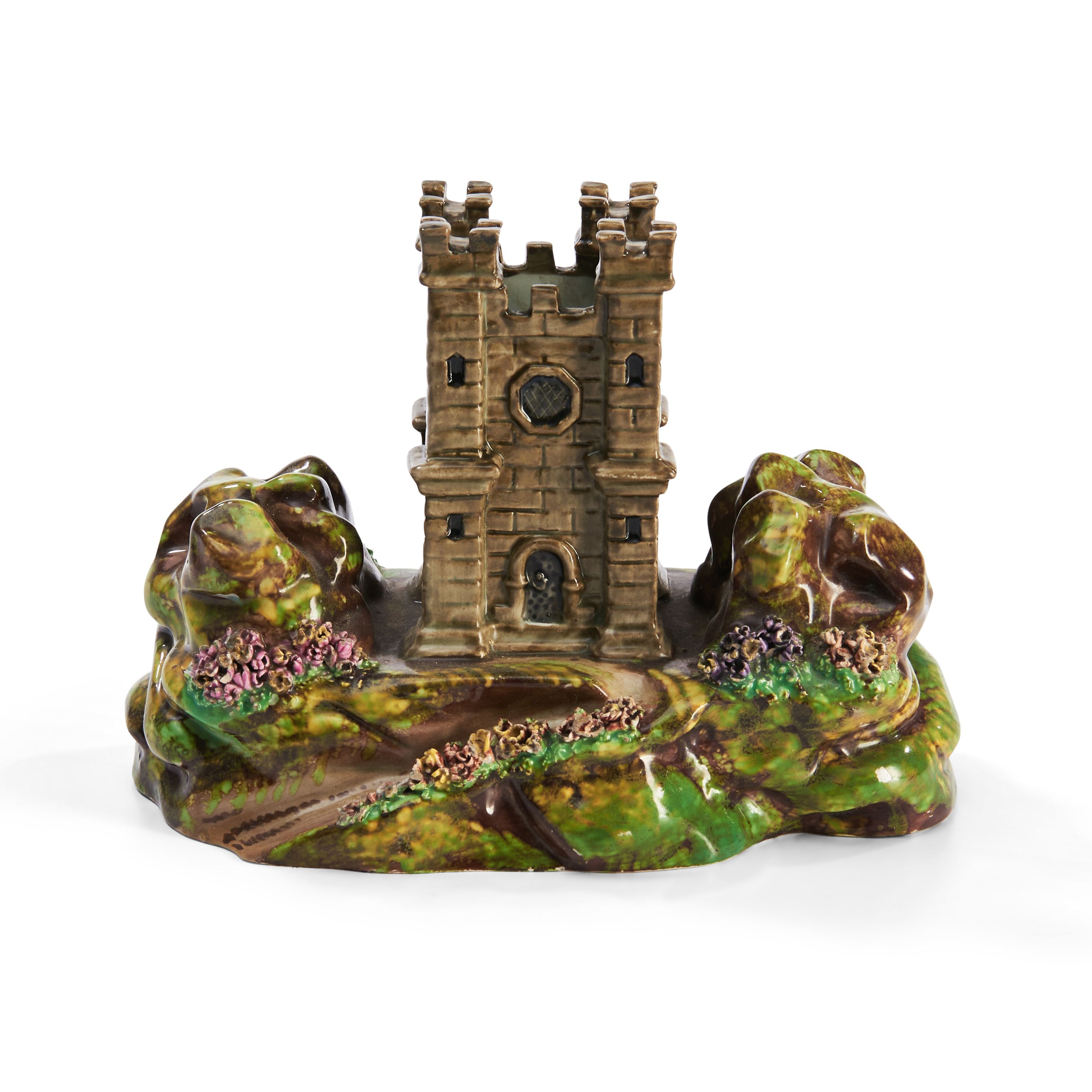 Bonhams Skinner : Staffordshire Pottery Castle Spill Vase, England ...