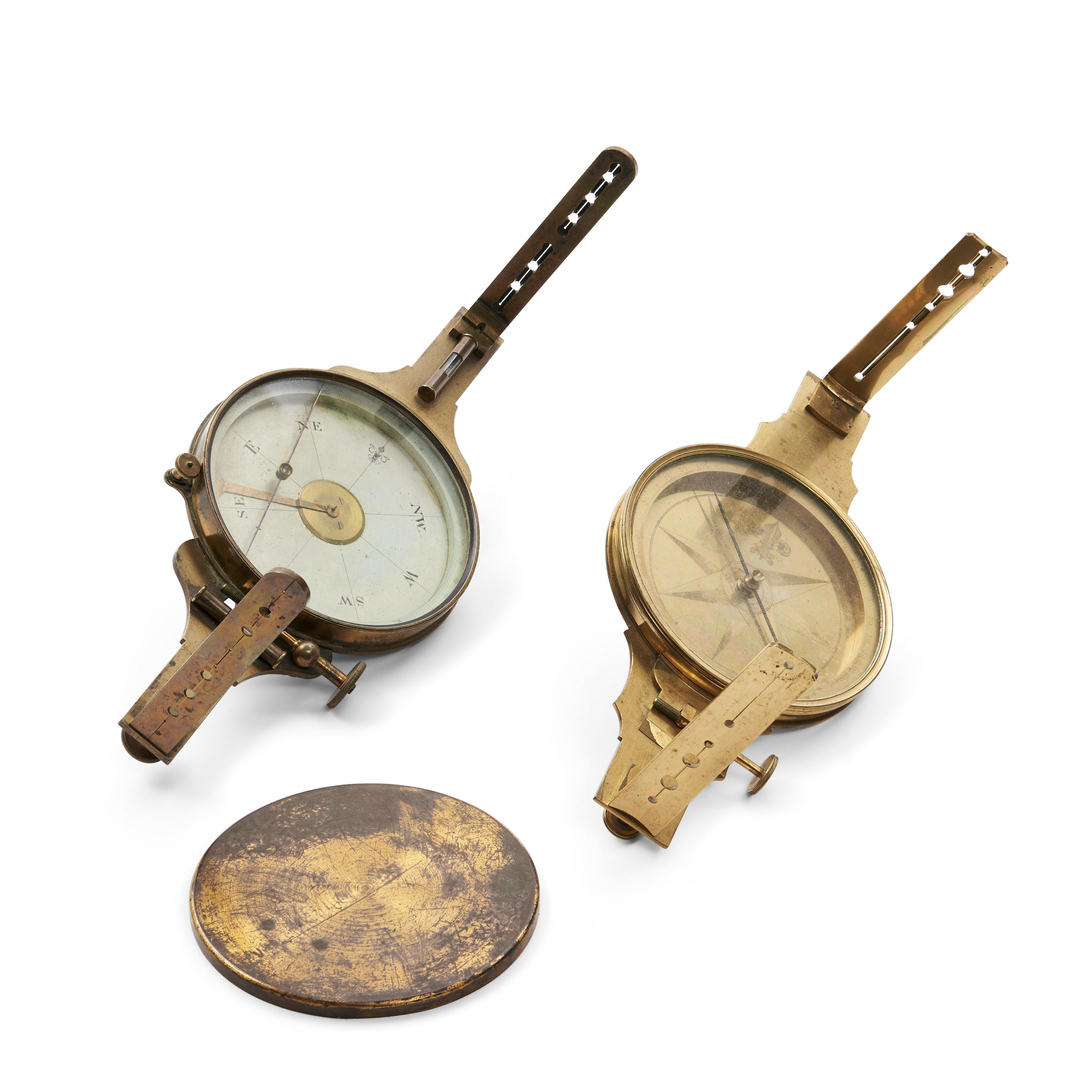 Bonhams Skinner Two Unmarked Surveyors Vernier Compasses 19th Century