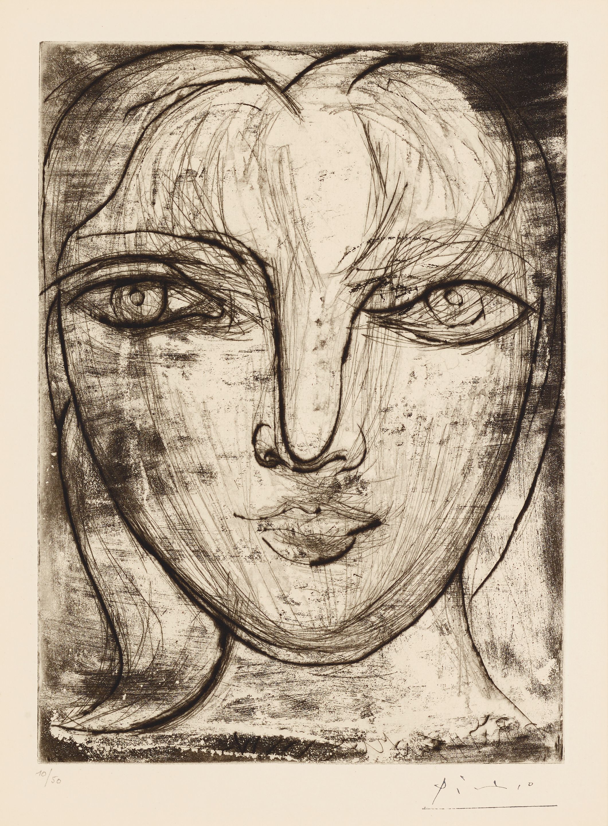 Bonhams : Pablo Picasso (1881-1973); Tête de face (Portrait de Marie ...