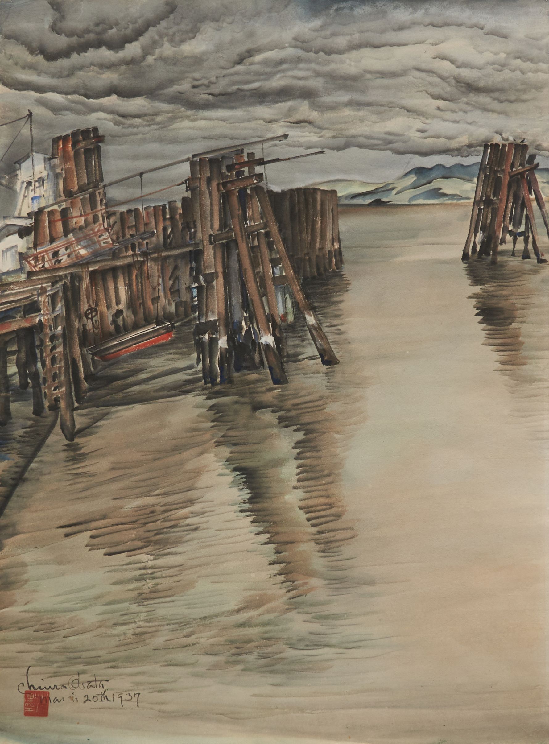 Bonhams Skinner : Chiura Obata (1885-1975), Watercolor Depicting a Boat ...