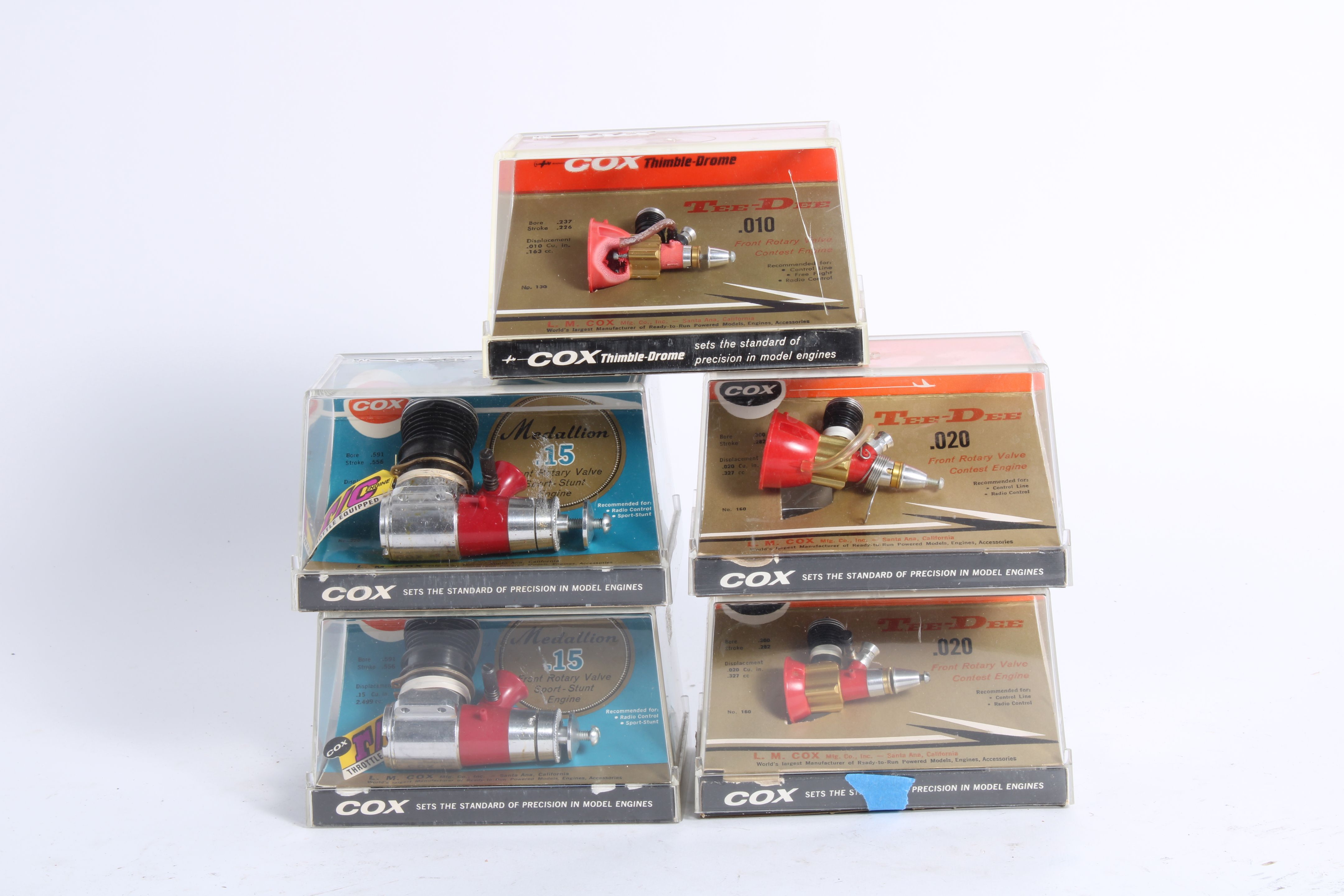 Bonhams Cars : Five Cox gas powered miniature engines in Perspex shop ...