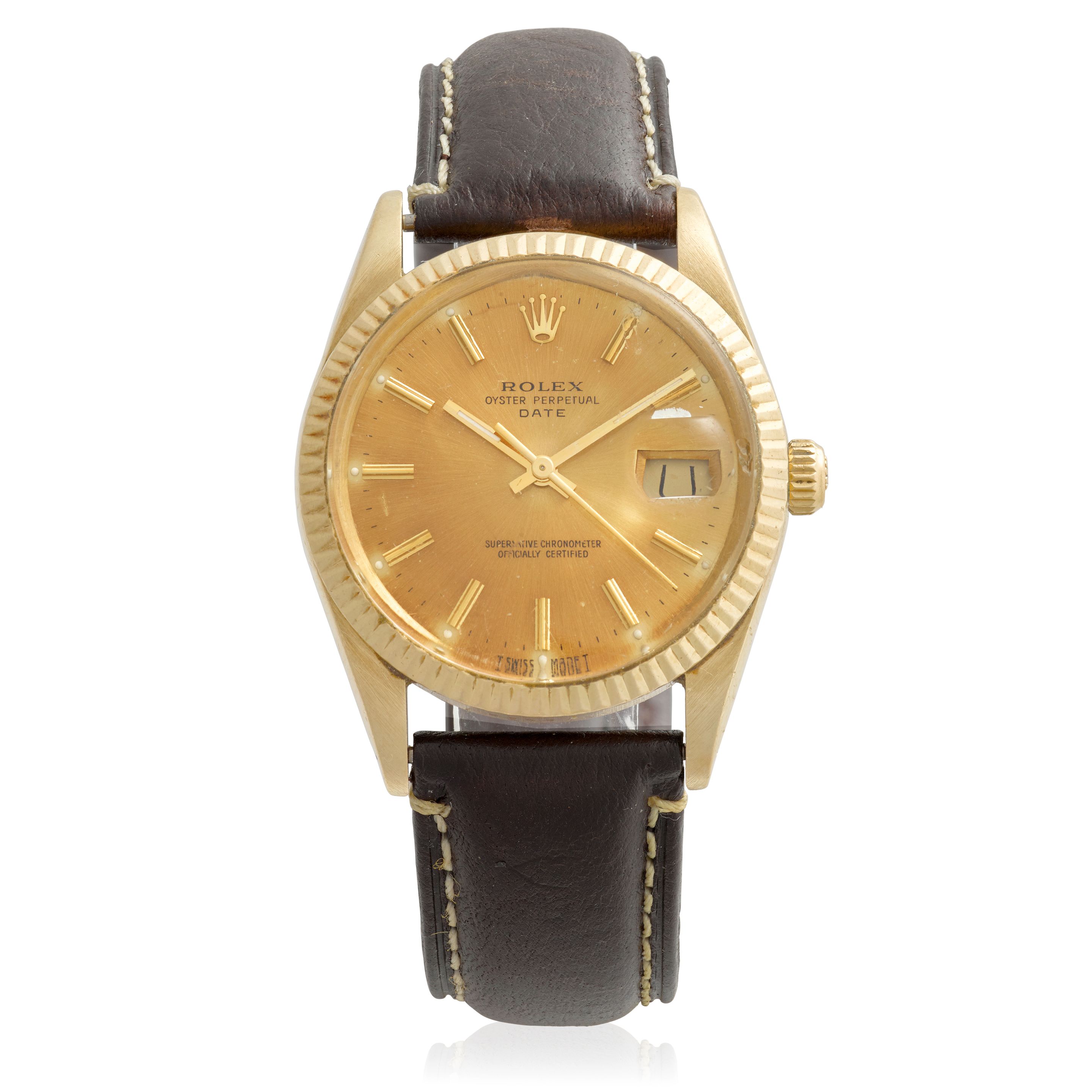Bonhams : ROLEX. A 14K GOLD AUTOMATIC CALENDAR WRISTWATCH Datejust, Ref ...