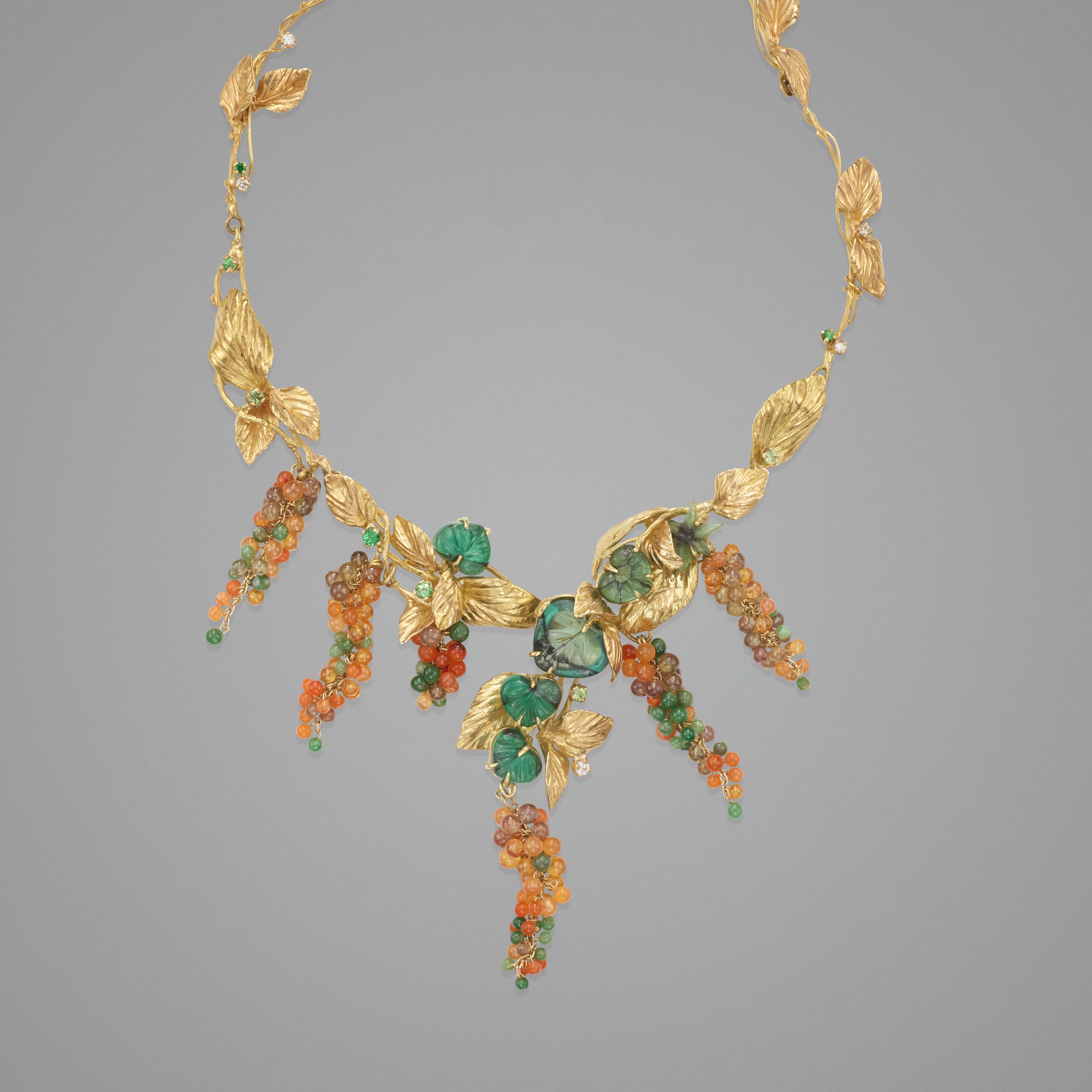Bonhams : Trapiche Emerald, Diamond, Garnet and Gold Necklace by Angela ...