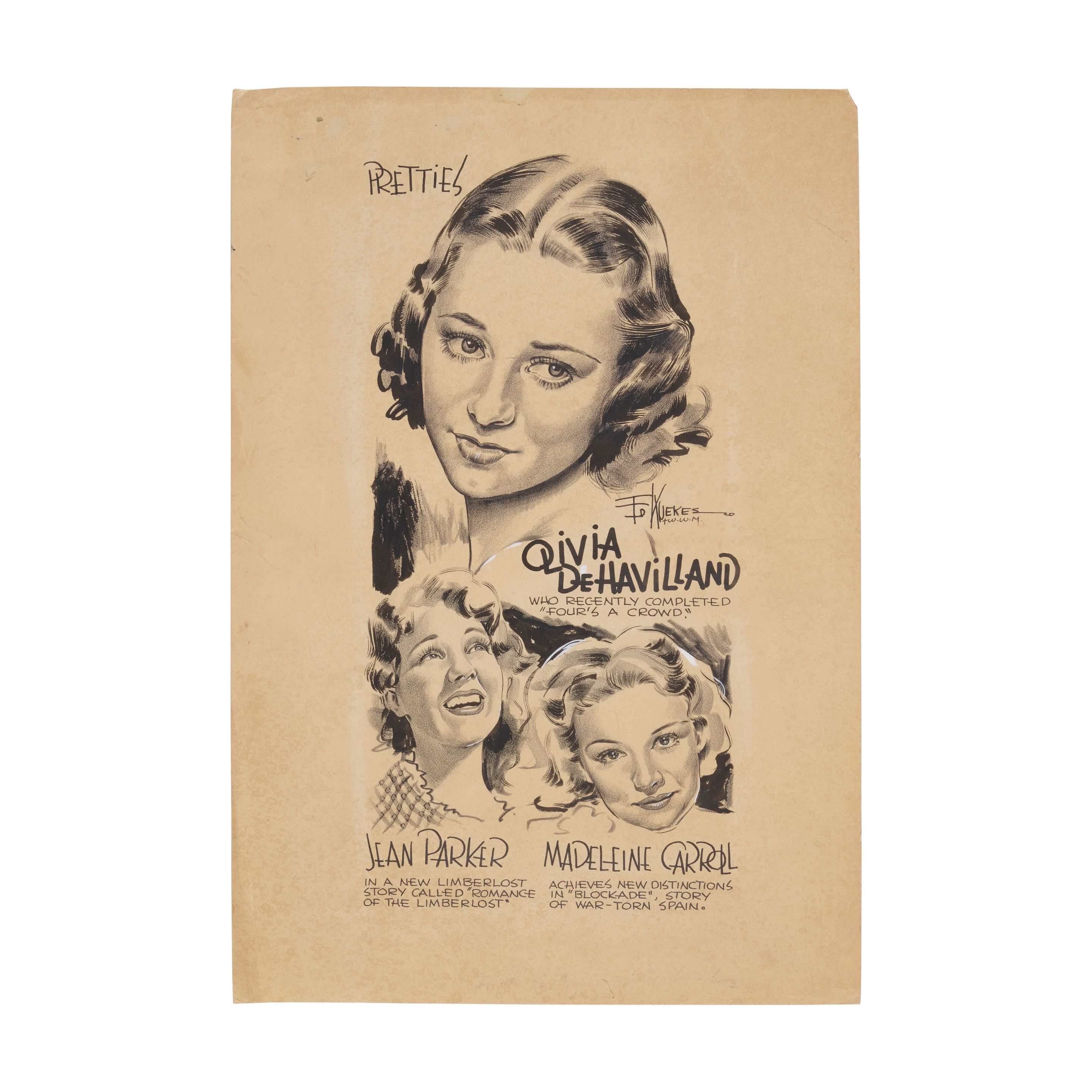 Bonhams : A COLLECTION OF ORIGINAL OLIVIA DE HAVILLAND PORTRAIT ARTWORK