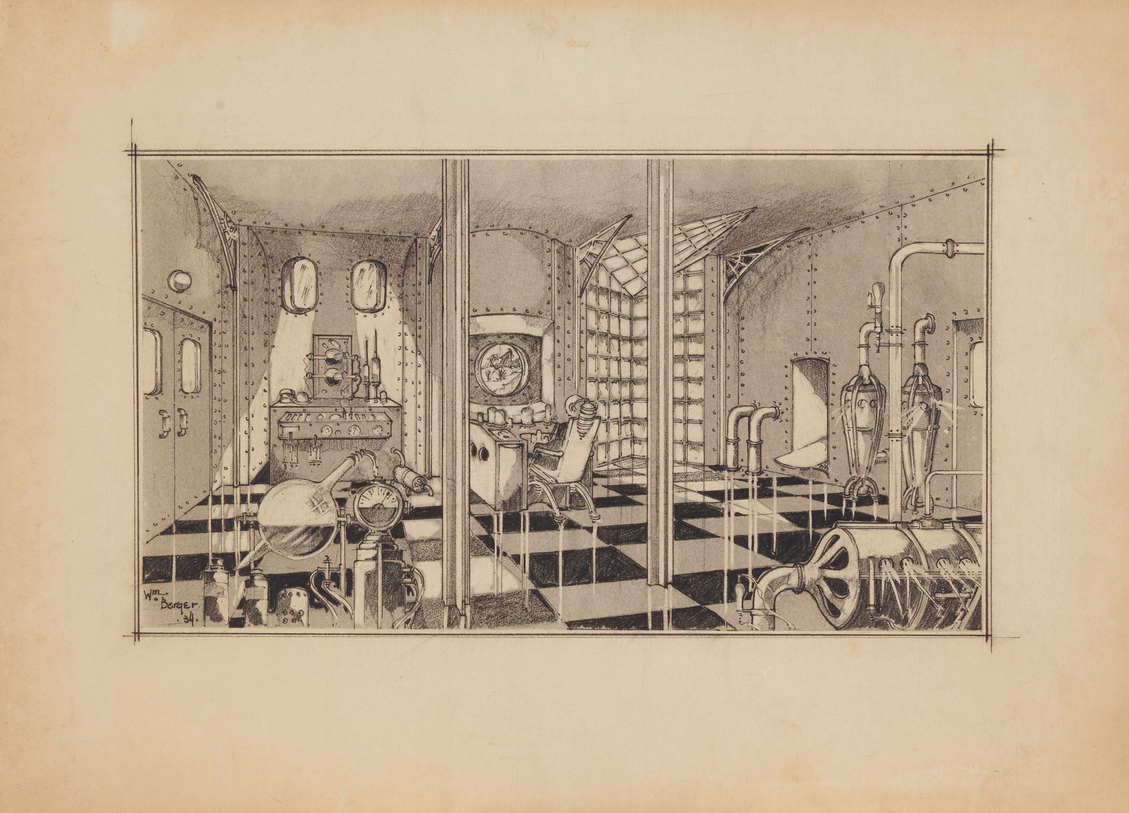 Bonhams : A William Berger Interior Spaceship Set Concept Sketch for ...