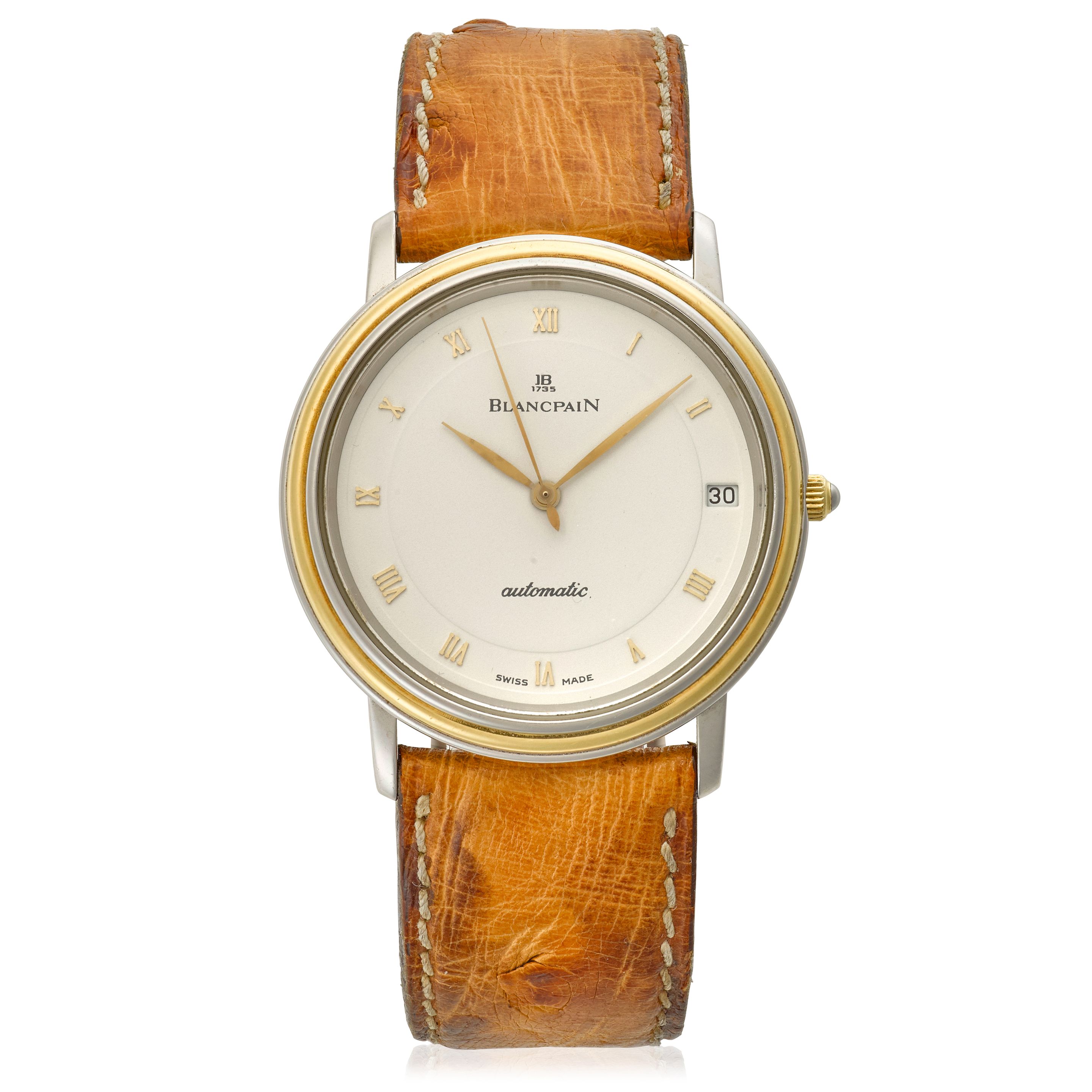 Bonhams : BLANCPAIN. A STAINLESS-STEEL AND GOLD AUTOMATIC CALENDAR ...