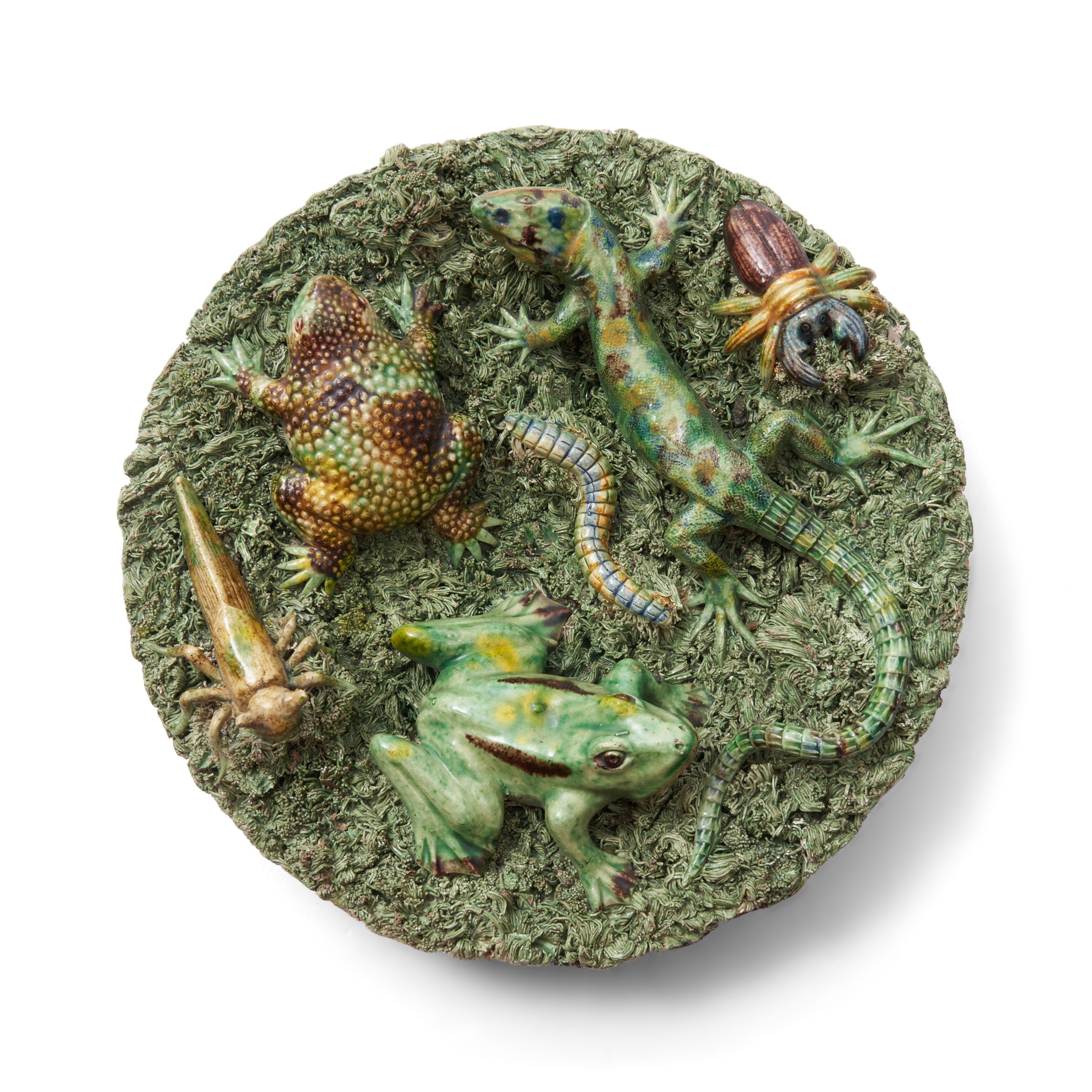 Bonhams Skinner : Palissy Ware Earthenware Dish with Frogs and Lizards ...