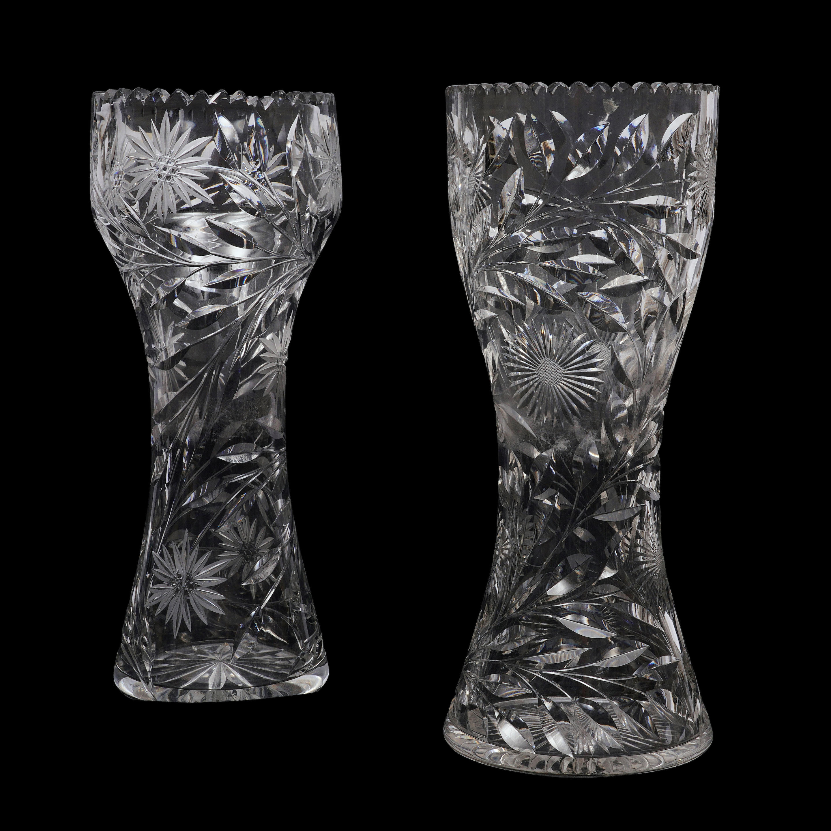 Bonhams Skinner Two Cut Crystal Vases