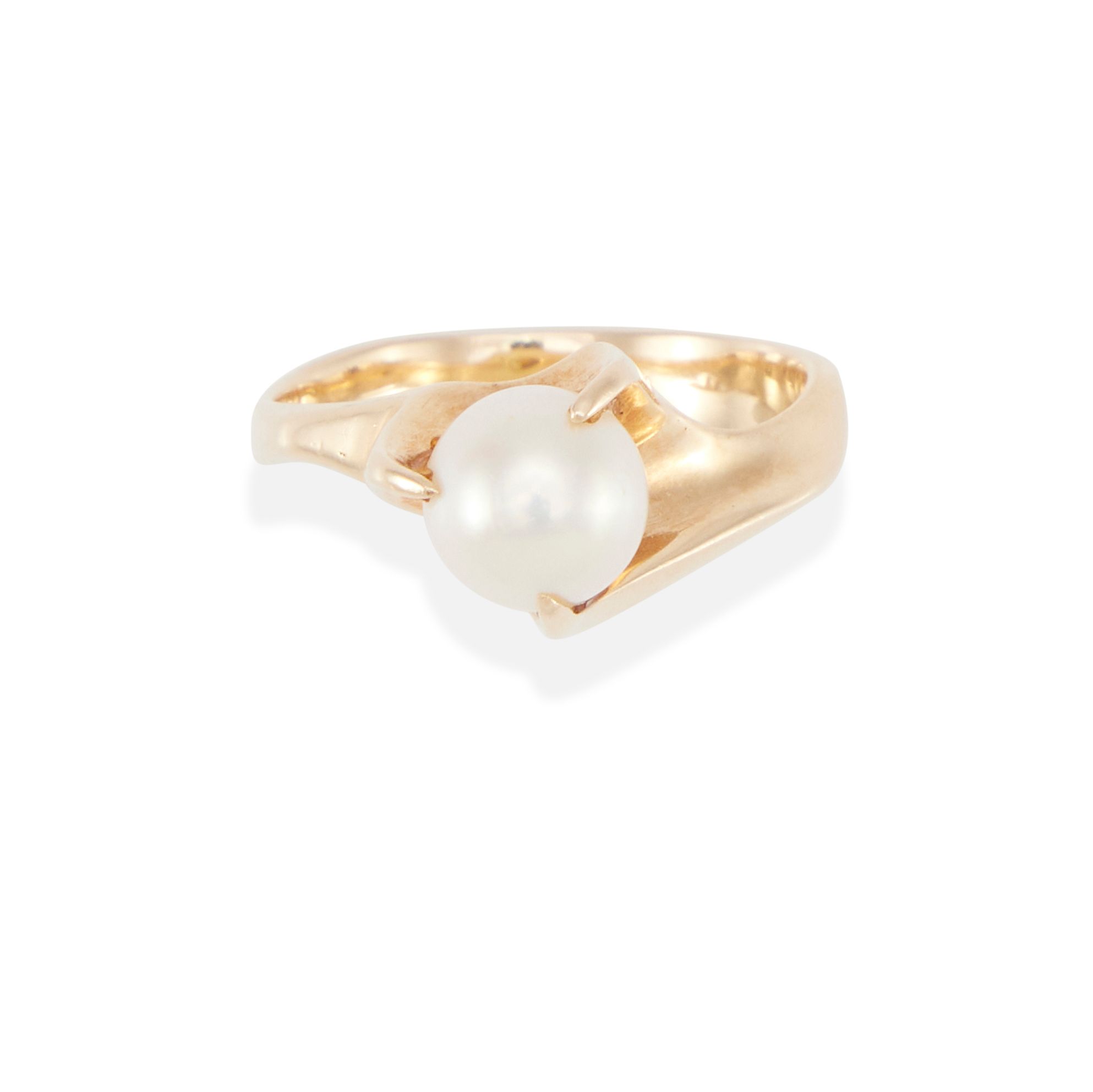 Bonhams : ED WIENER A 14K GOLD AND CULTURED PEARL RING