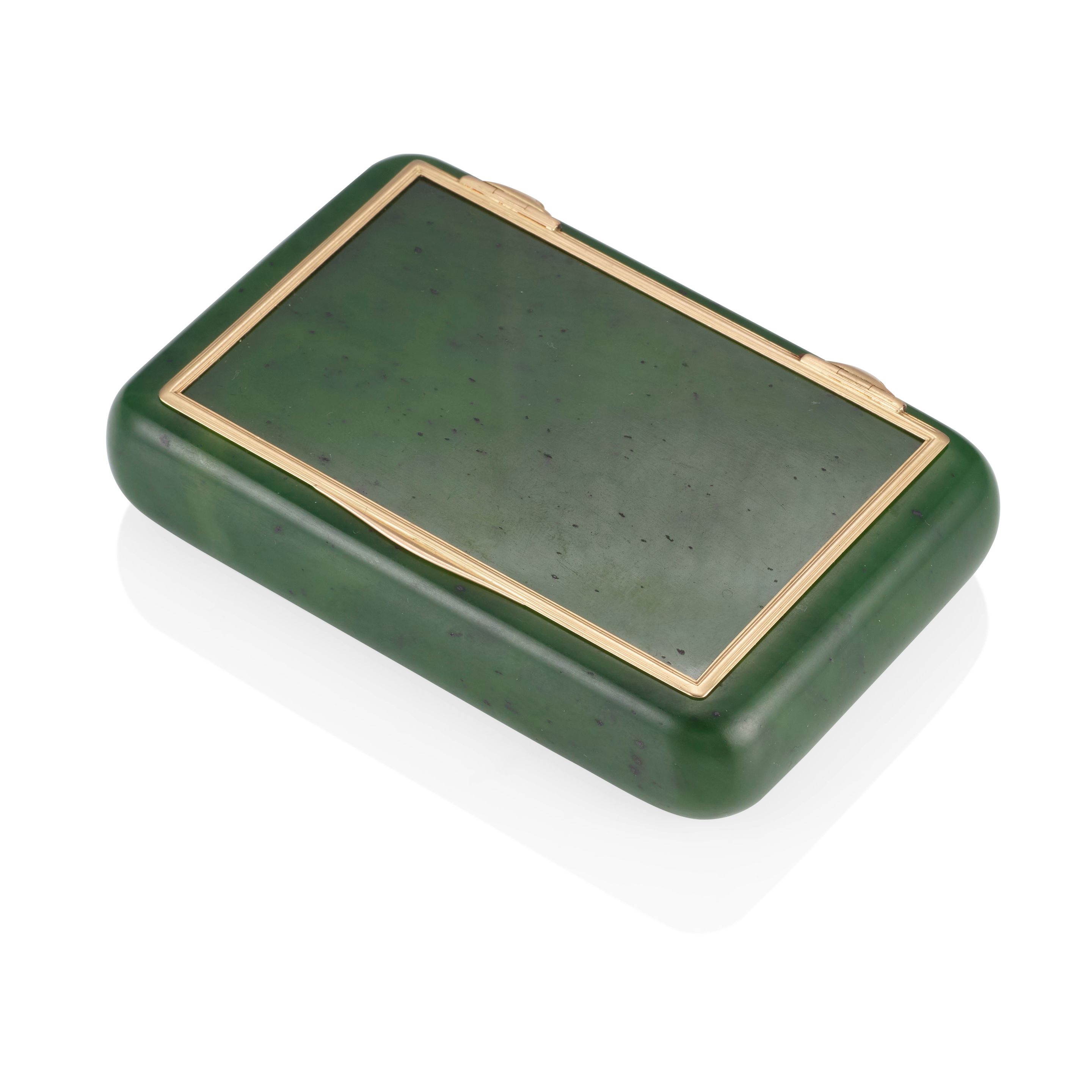 Bonhams : HENRIK WIGSTRÖM FOR FABERGÉ A 14K GOLD AND NEPHRITE BOX