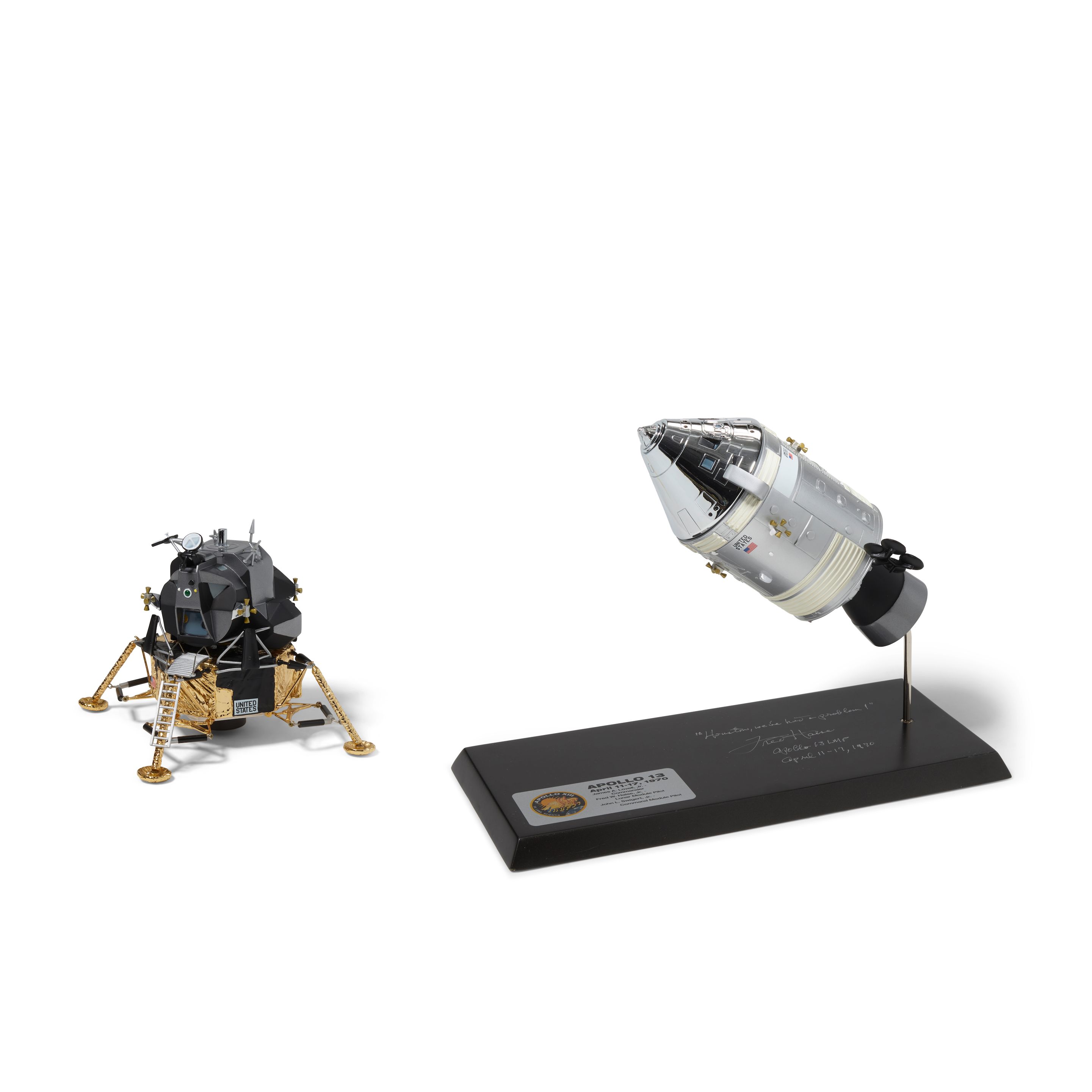 Bonhams : APOLLO 13 CSM & LM MODEL SIGNED BY FRED HAISE. Model, mixed ...