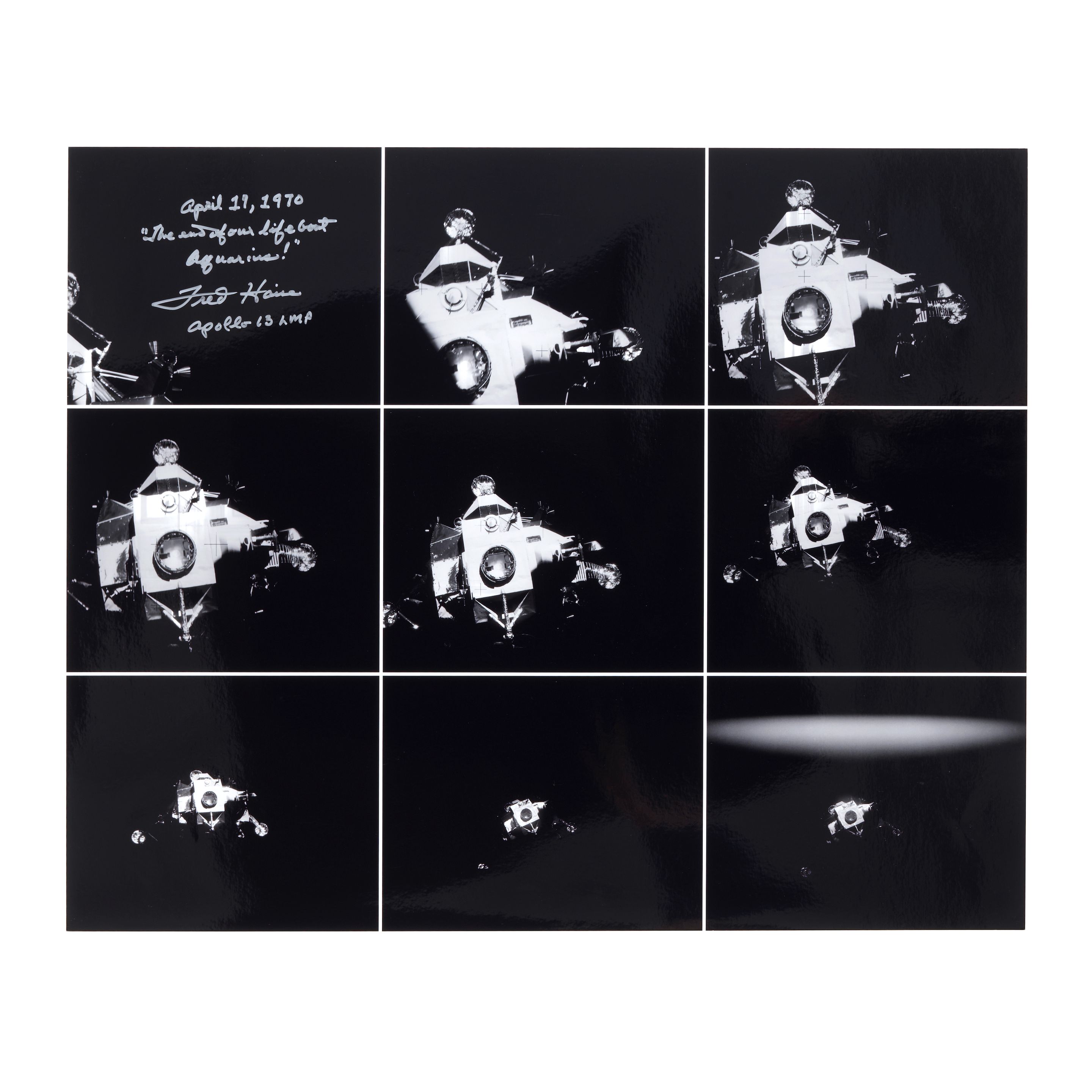 Bonhams : APOLLO 13 LIFEBOAT AQUARIUS INSCRIBED BY FRED HAISE. Large ...