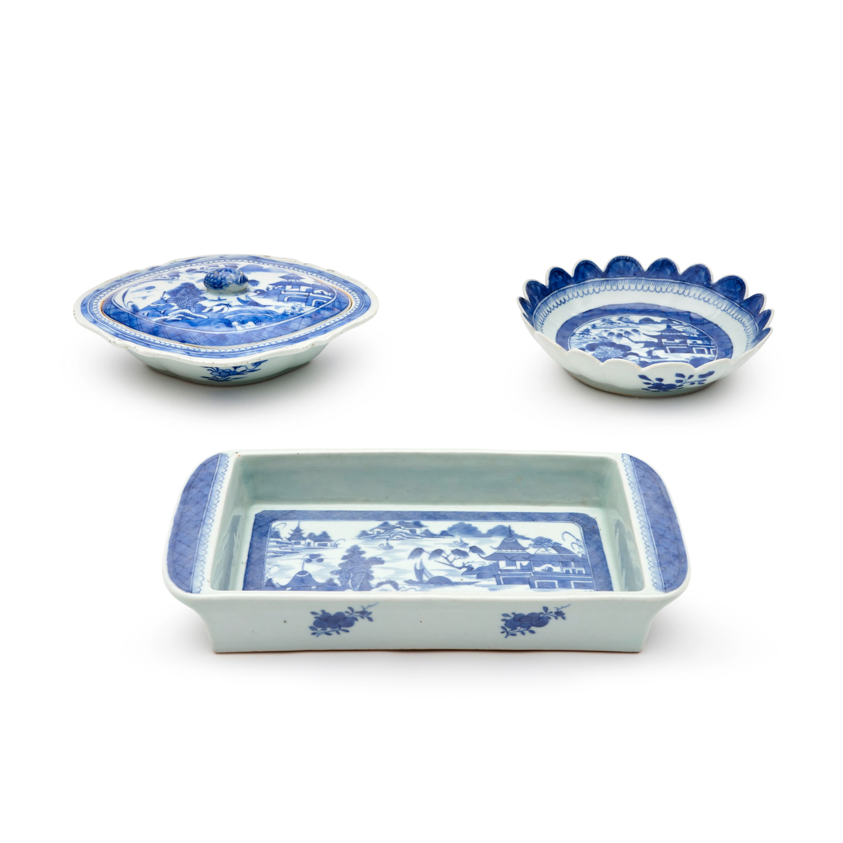 Bonhams Skinner : Three Canton Pattern Porcelain Serving Dishes, China ...