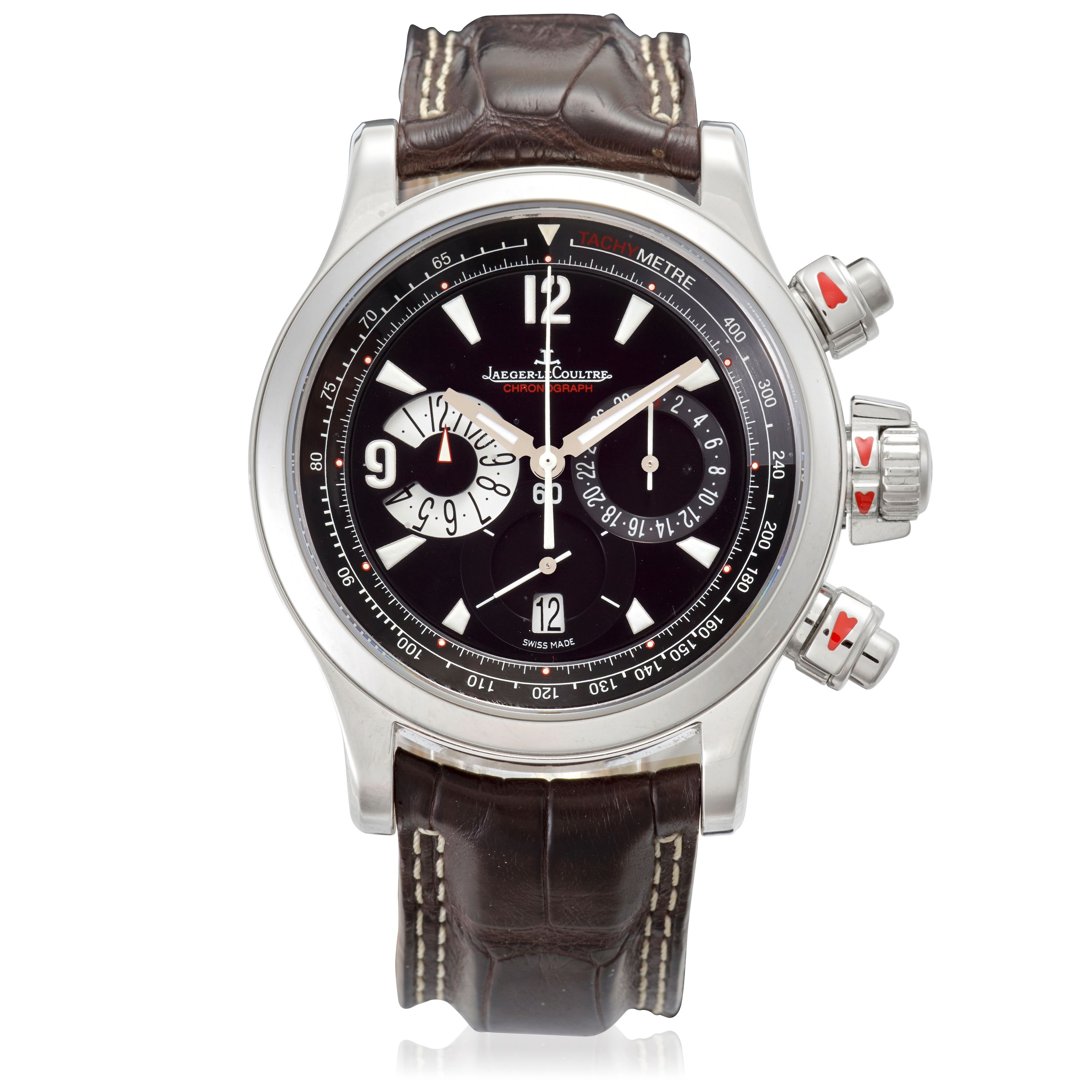 Bonhams : JAEGER LECOULTRE. A STAINLESS-STEEL AUTOMATIC CHRONOGRAPH ...