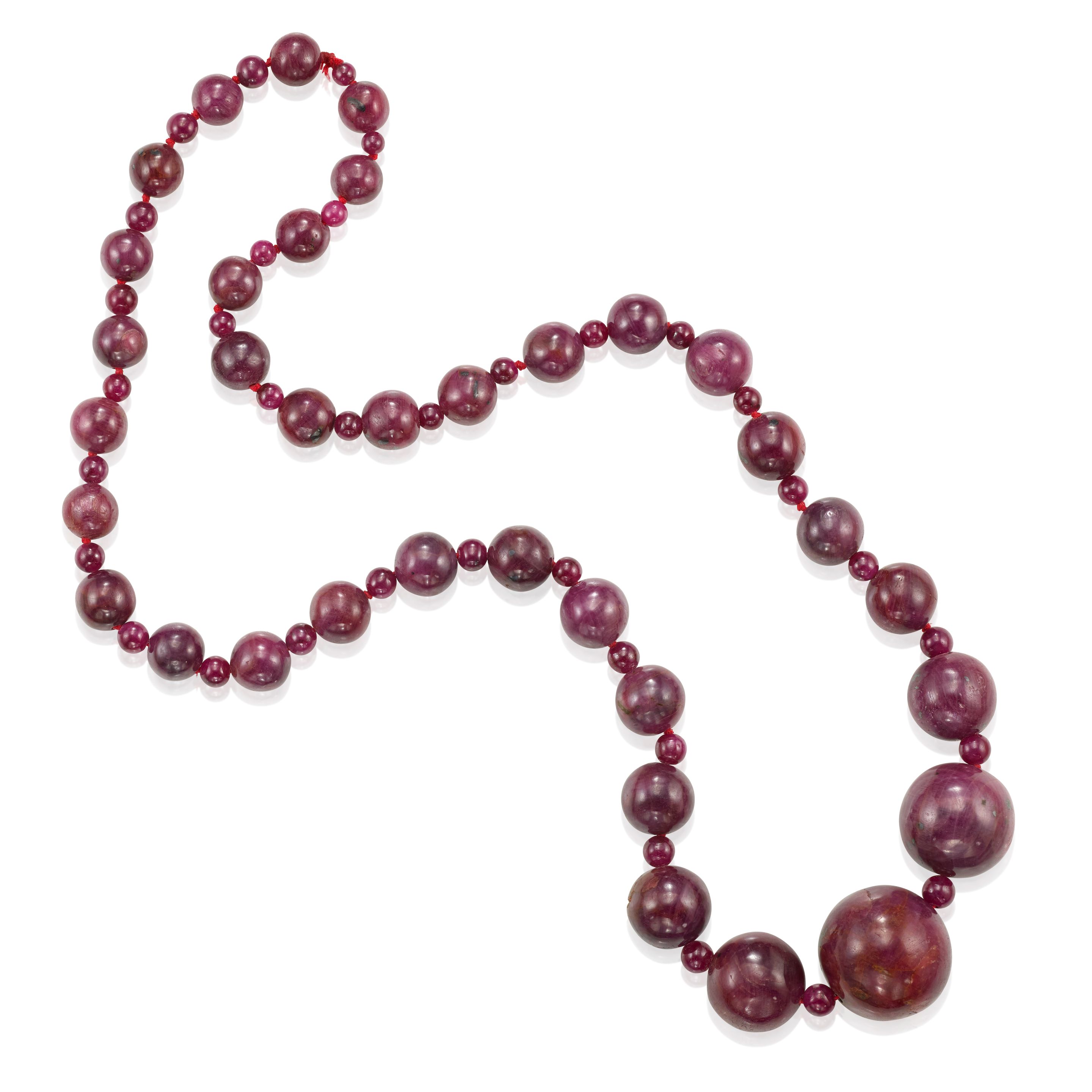 Bonhams : Spherical Ruby Bead Necklace