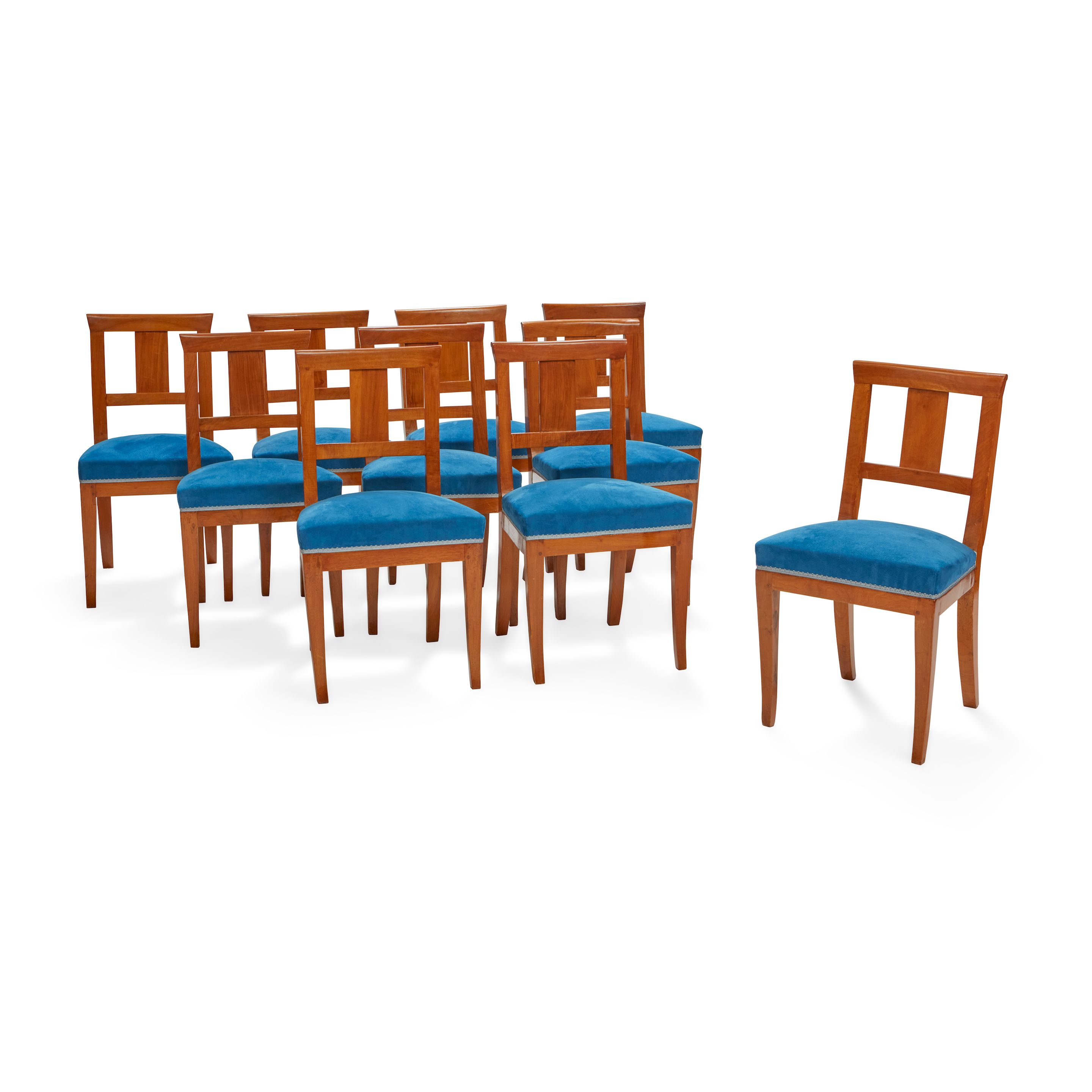 Bonhams : EIGHT CONTINENTAL FRUITWOOD DINING CHAIRS