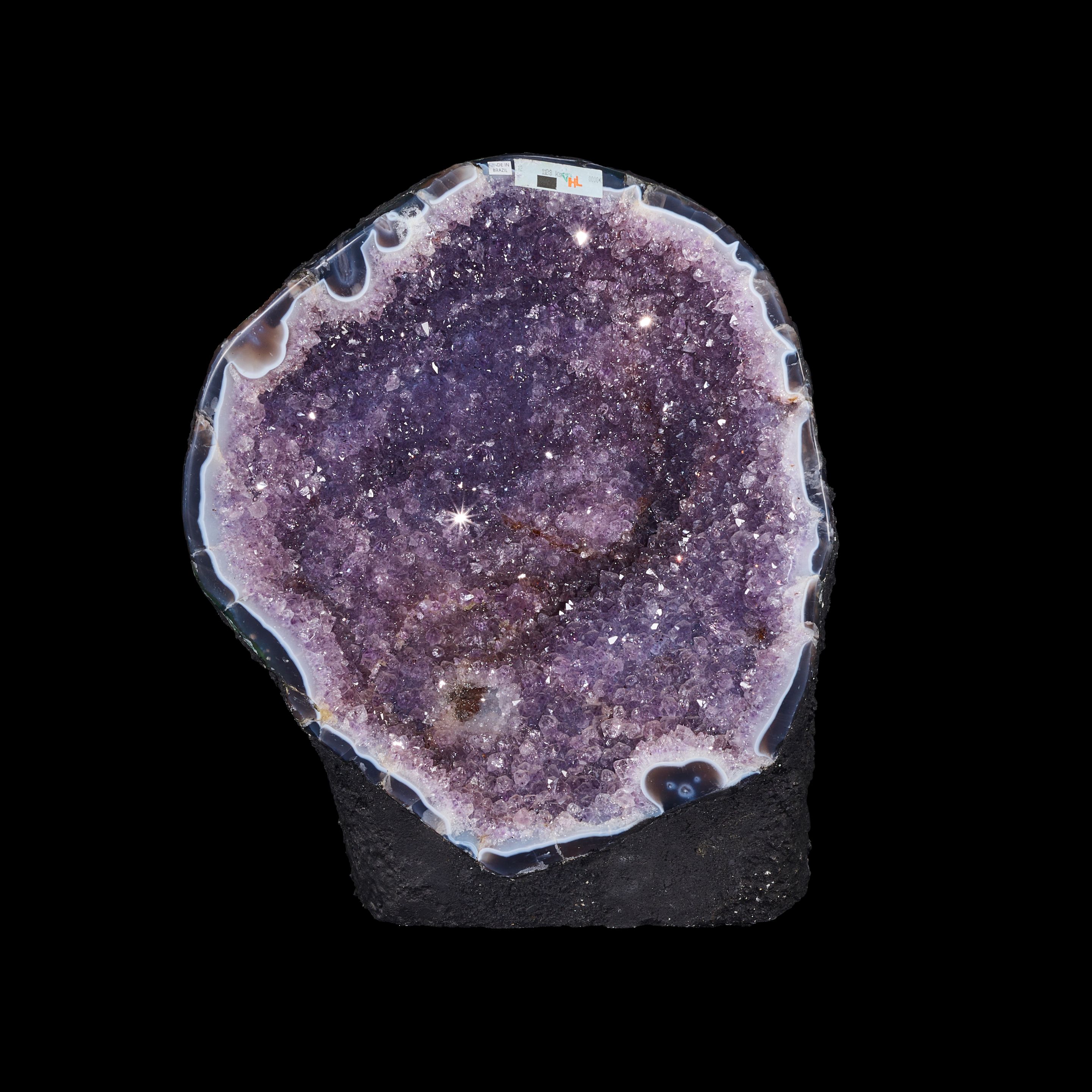 Bonhams : Amethyst Half Geode with Agatized Borders