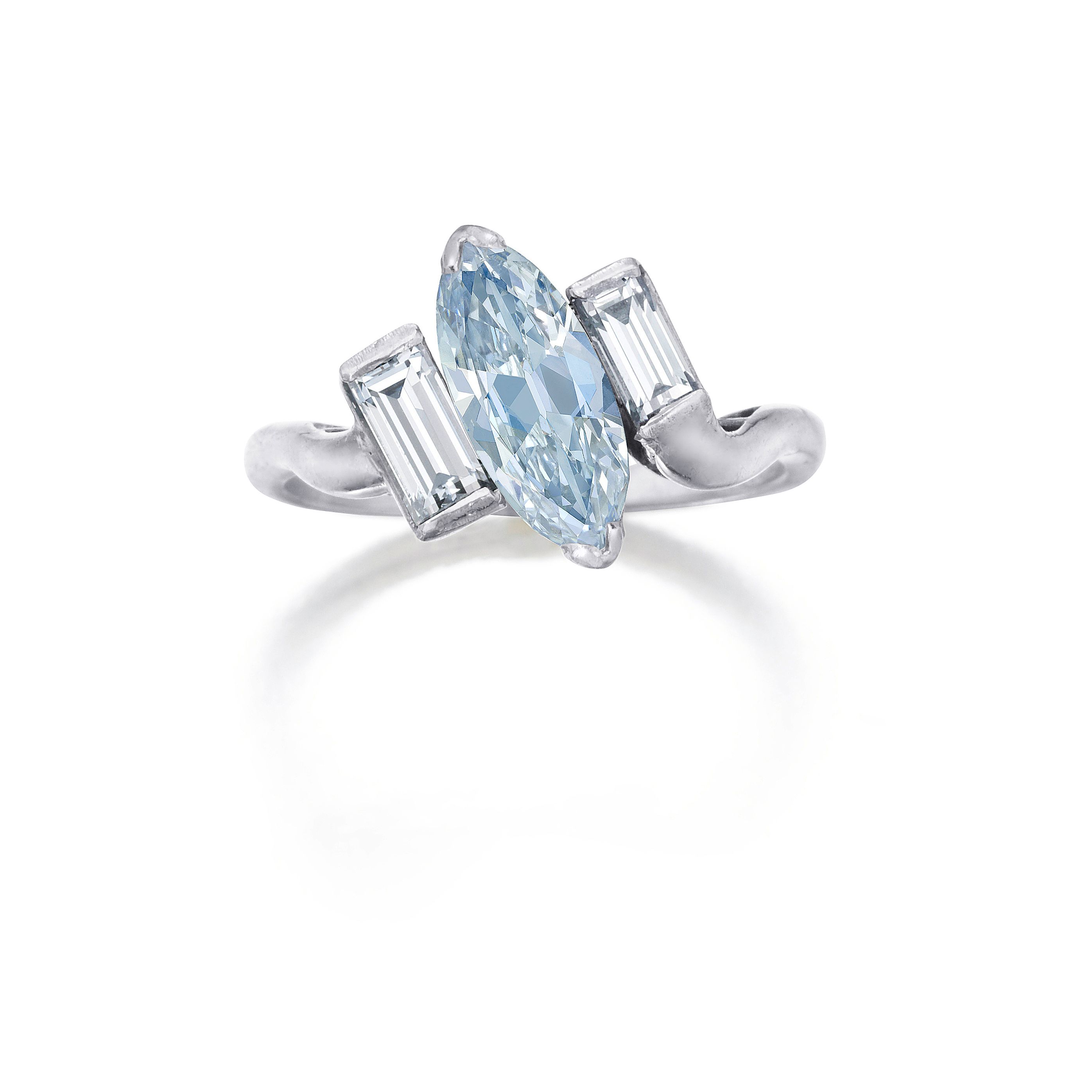 Bonhams : AN IMPORTANT FANCY INTENSE BLUE DIAMOND RING, CIRCA 1945