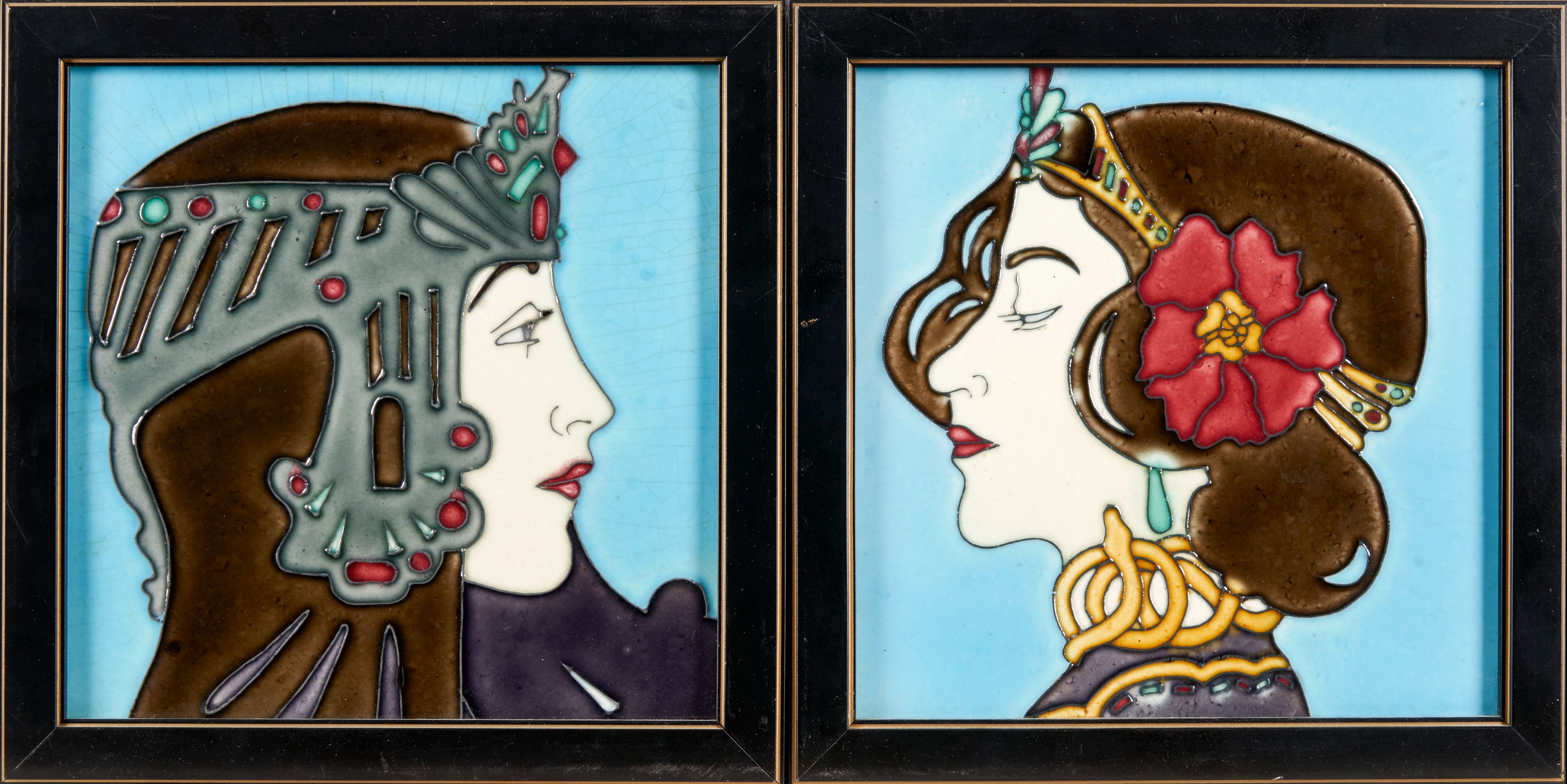 Bonhams Skinner : Two J. G. Givet Ceramic Tiles Depicting Art Deco ...
