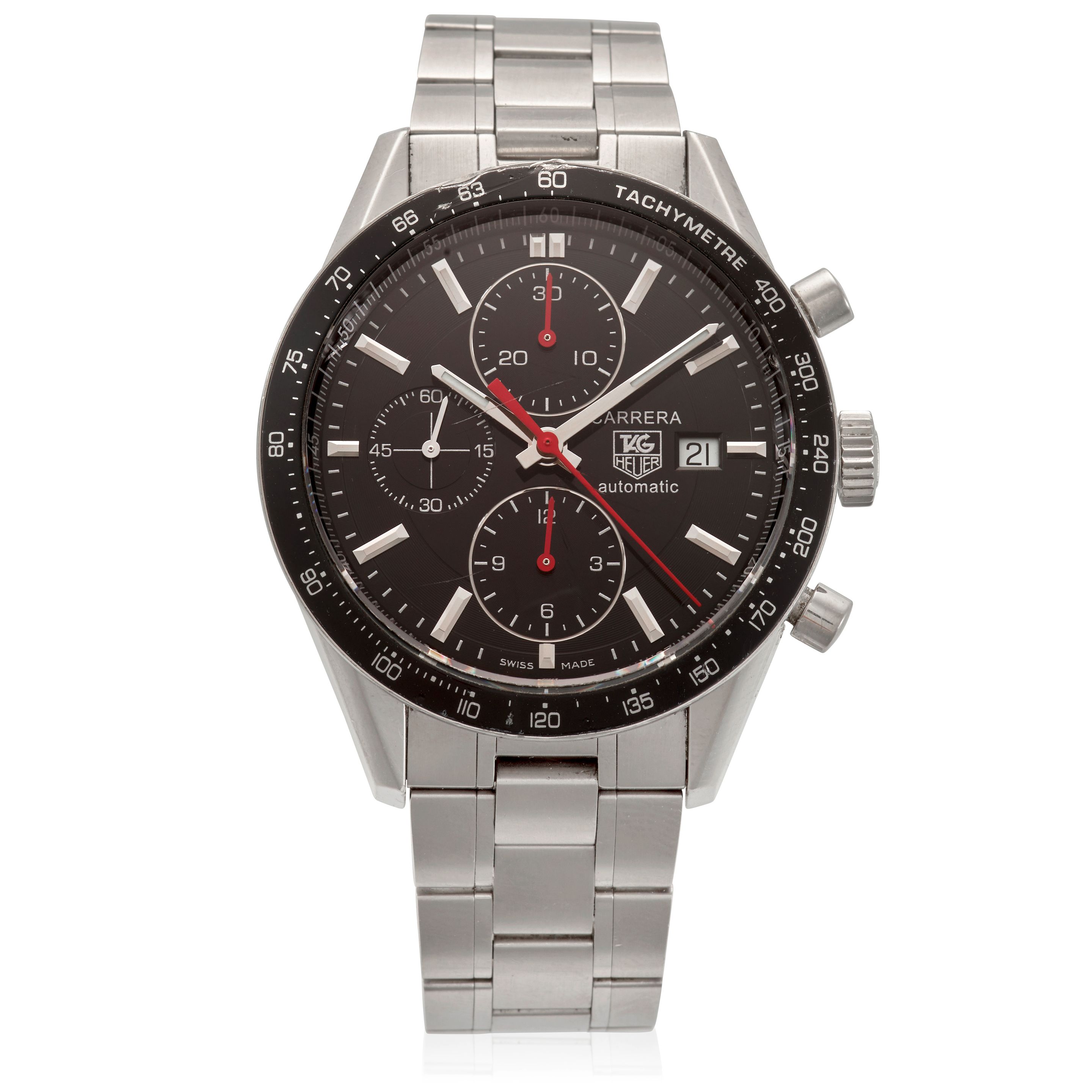 Bonhams : TAG HEUER. A STAINLESS STEEL AUTOMATIC CHRONOGRAPH CALENDAR ...