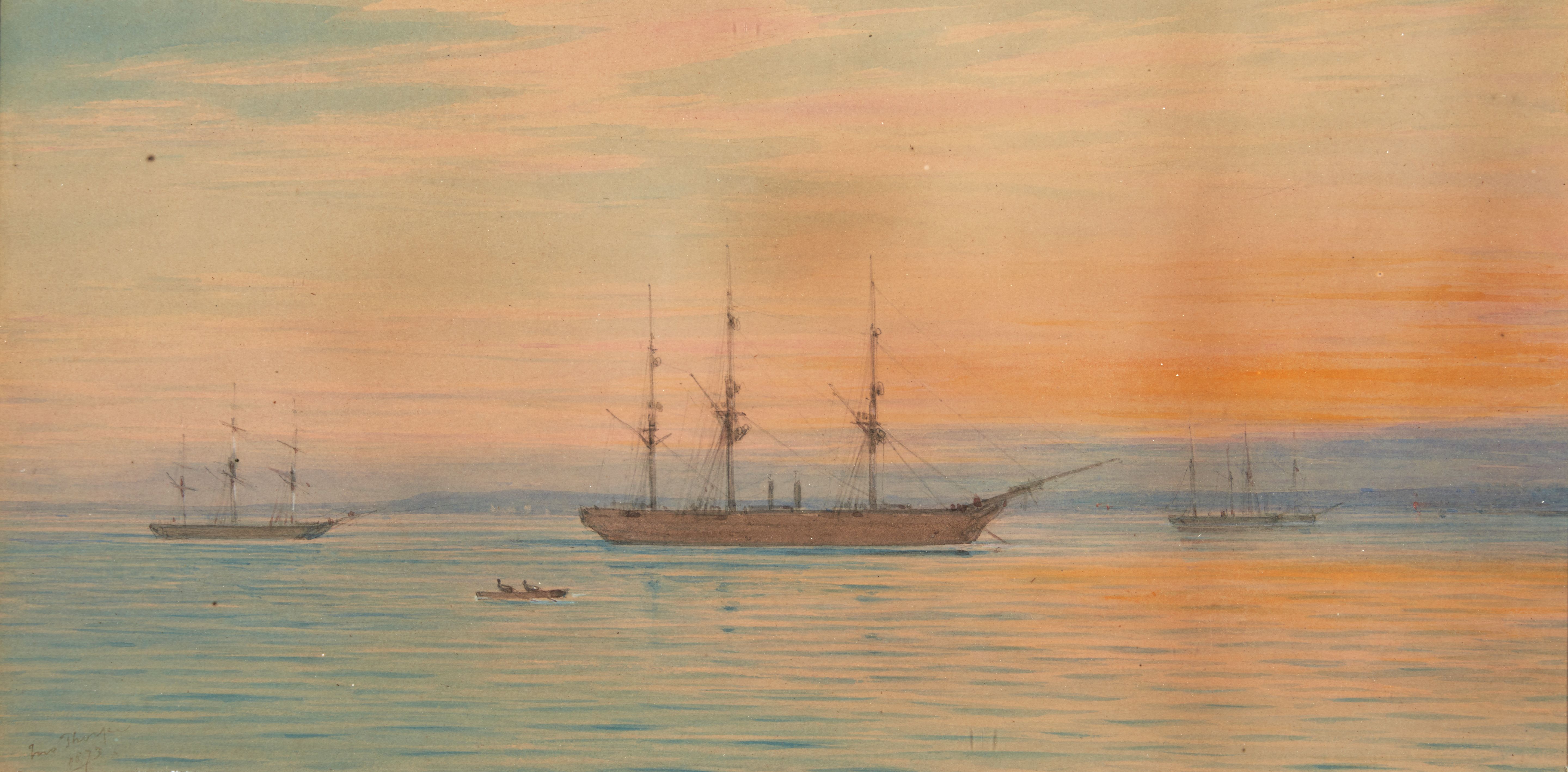 Bonhams Skinner : JOHN THORPE (British, 1834-1876) Boats in the Harbor ...