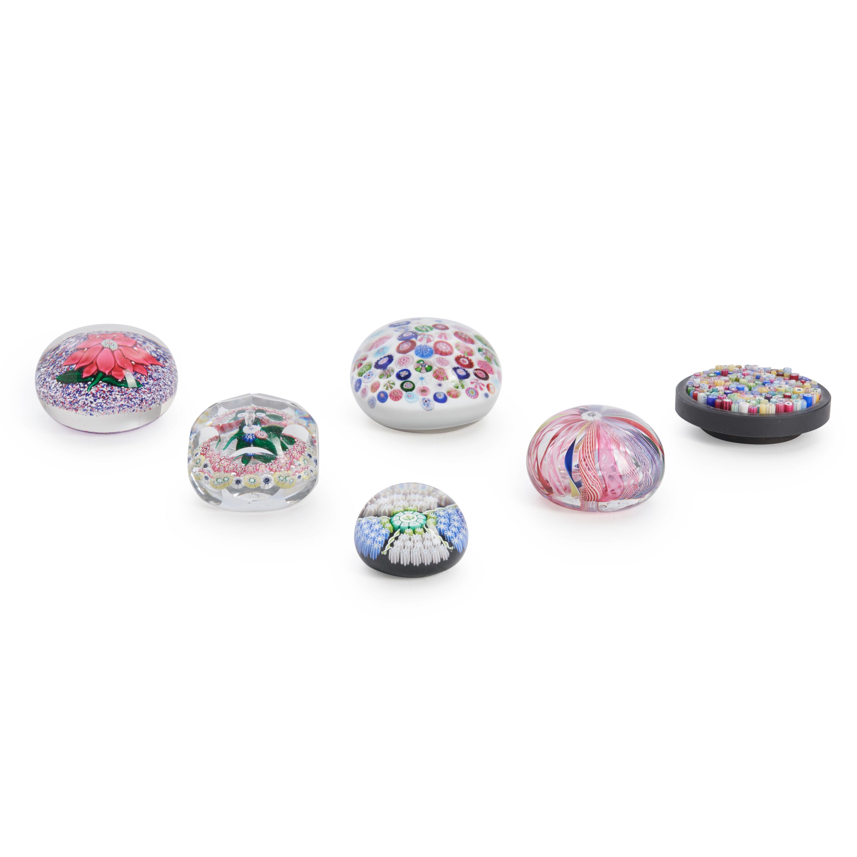 Bonhams Skinner : Six Glass Paperweights, unfinished millefiori in its ...