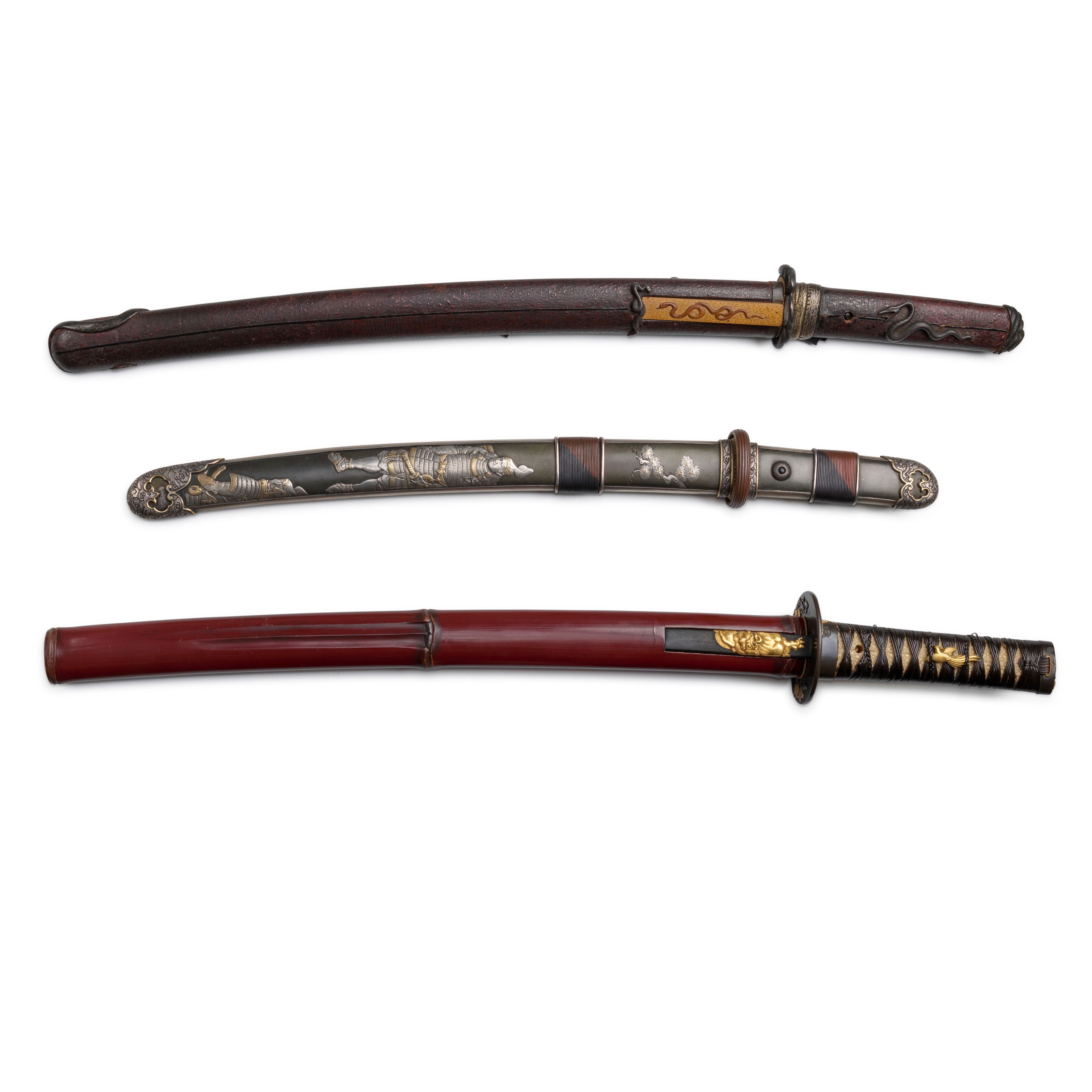 Bonhams : A WAKIZASHI KOSHIRA-E (MOUNT FOR A SHORT SWORD) AND TWO ...