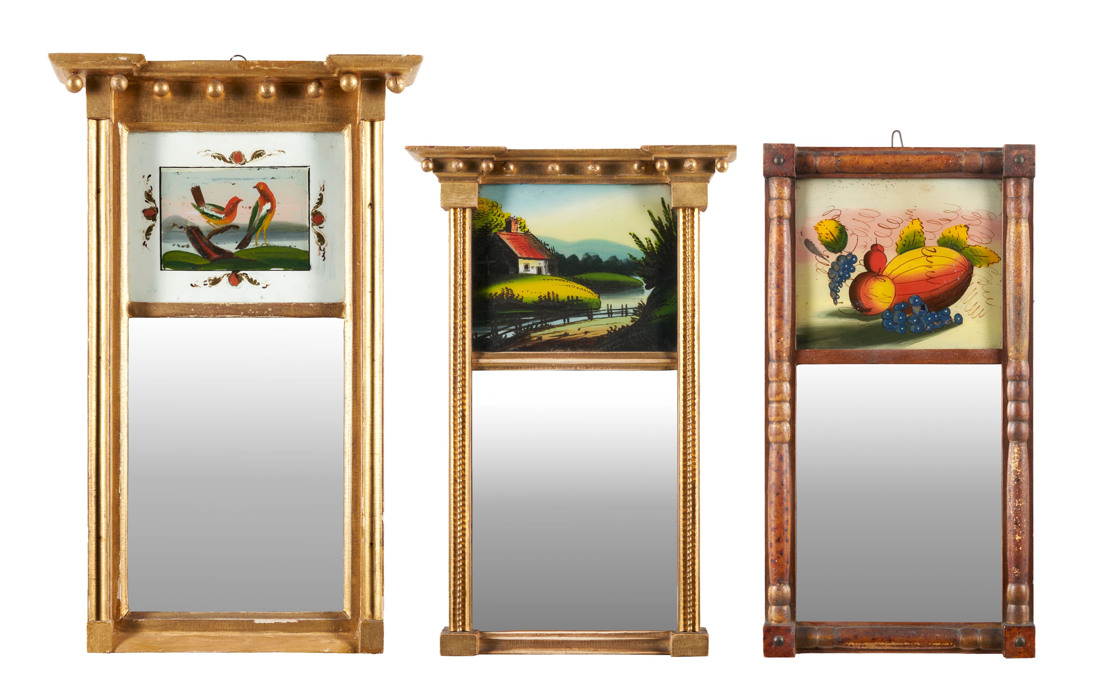 Bonhams Skinner : Three Small Mirrors with Reverse-painted Glass ...