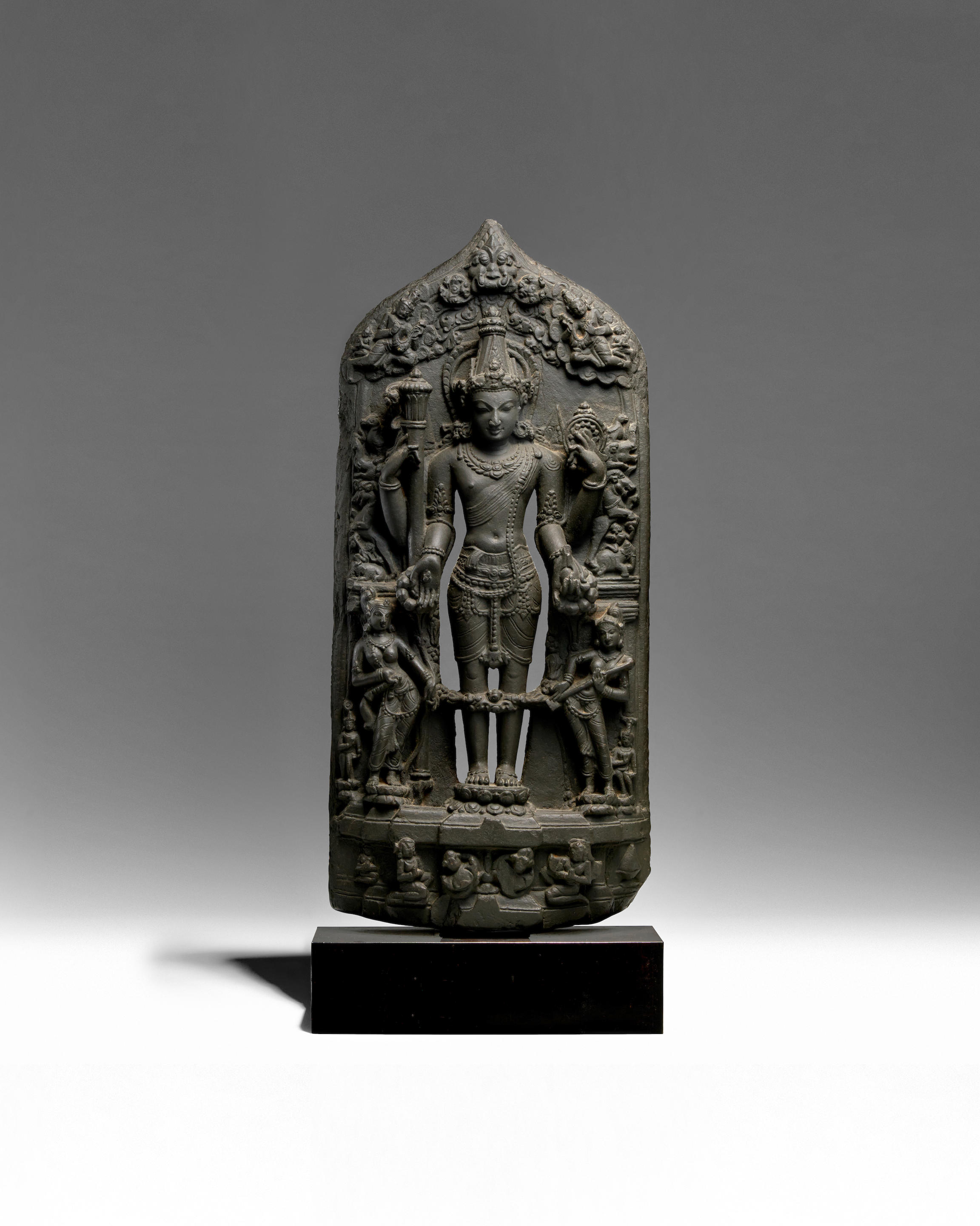 Bonhams : A BLACKSTONE STELE OF VISHNU NORTHEASTERN INDIA, PALA PERIOD ...